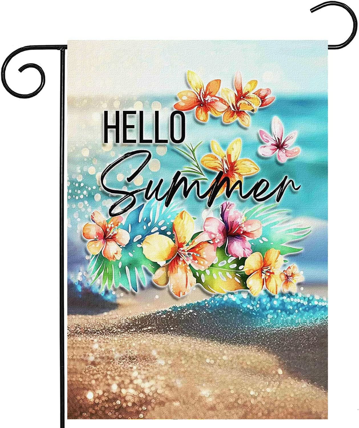 Hello Summer Garden Flag 12x18 Inch Double Sided Outside Beach Coastal ...