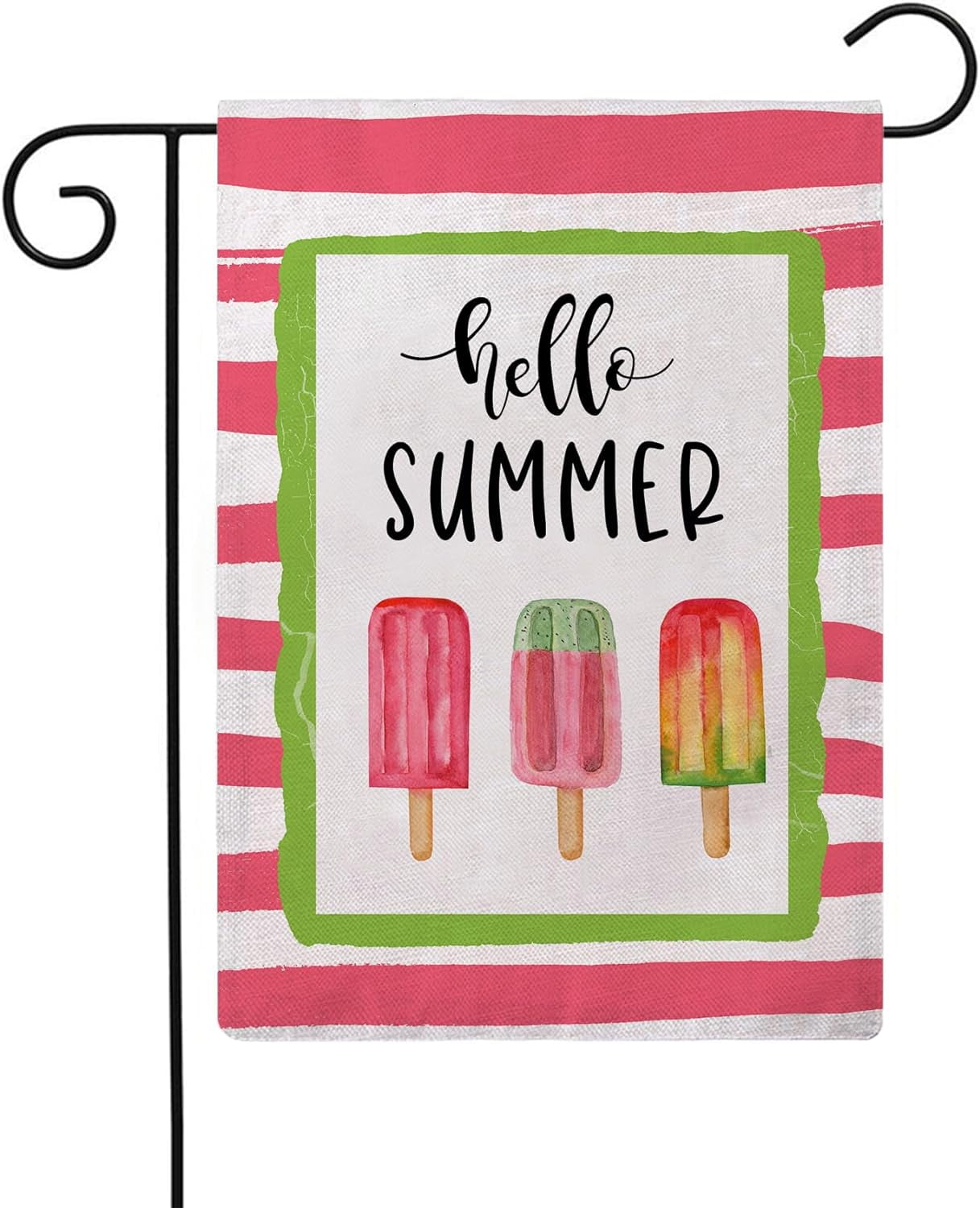 Hello Summer Garden Flag Popsicle Double Sided Summer Holiday ...
