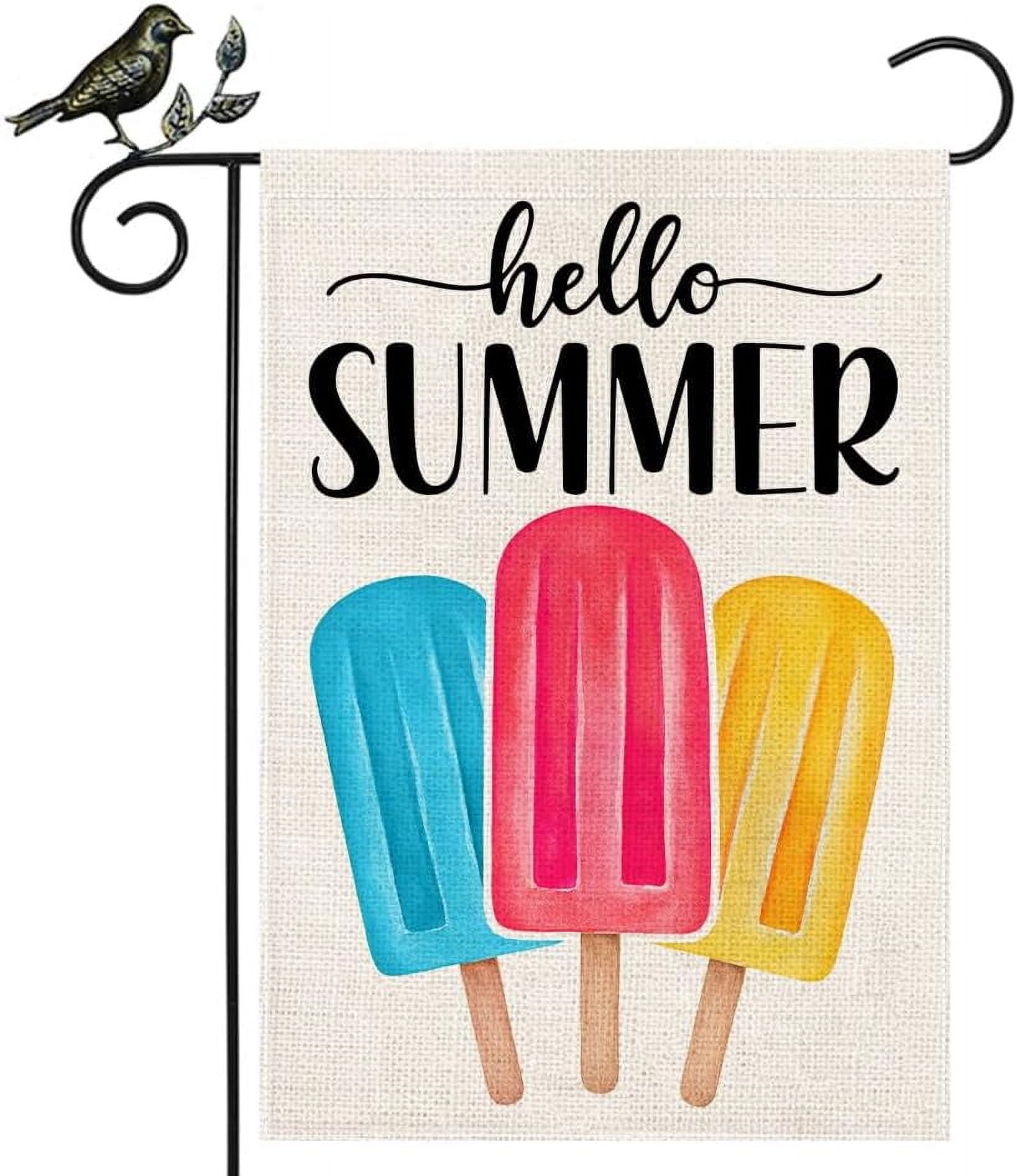 Hello Summer Garden Flag, Popsicles Double Sided Small Decorative Flag ...
