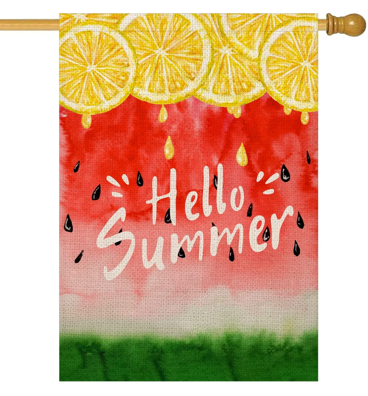 Hello Summer Garden Flag Summer Lemon Watermelon Flags Double Sided ...