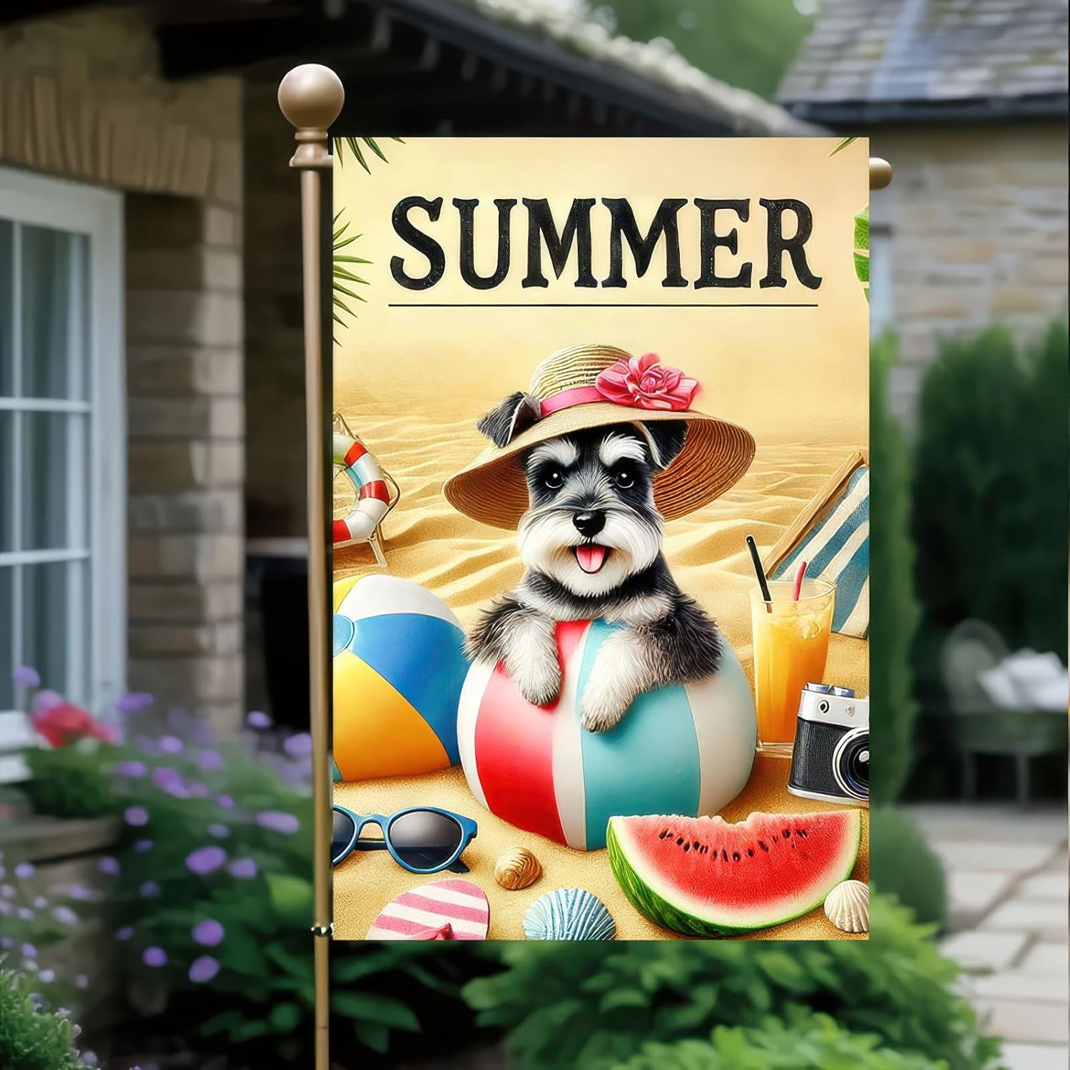 Hello Summer Garden Flags Beach Dachshund Garden Flag for Outside Dog ...