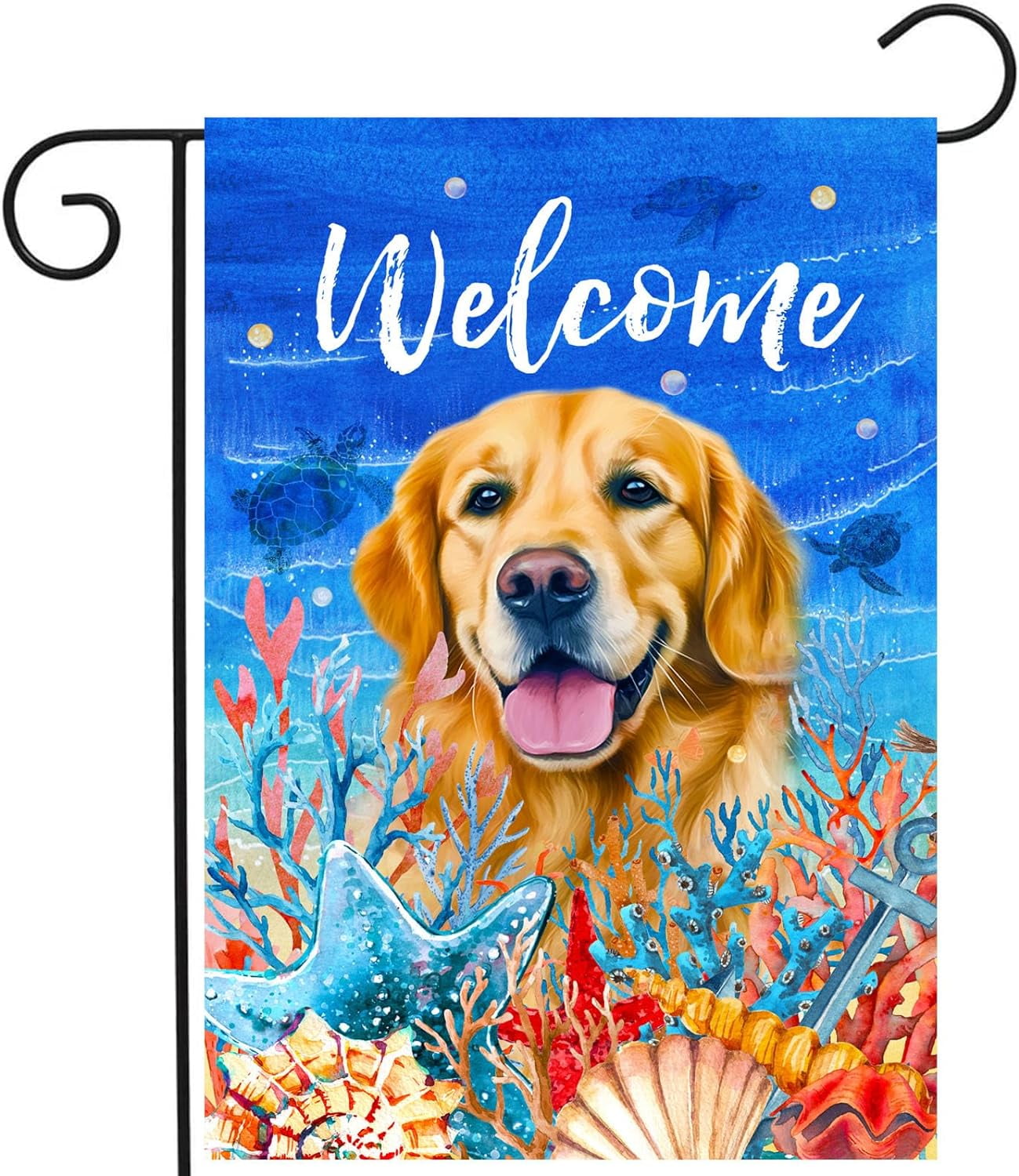 Hello Summer Garden Flags Beach Golden Retriever Garden Flag for ...