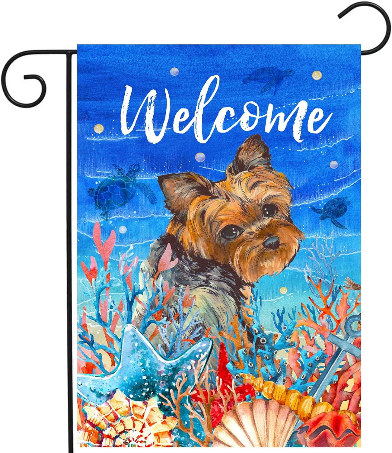 Hello Summer Garden Flags Beach Yorkie Garden Flag for Outside Dog Pool ...