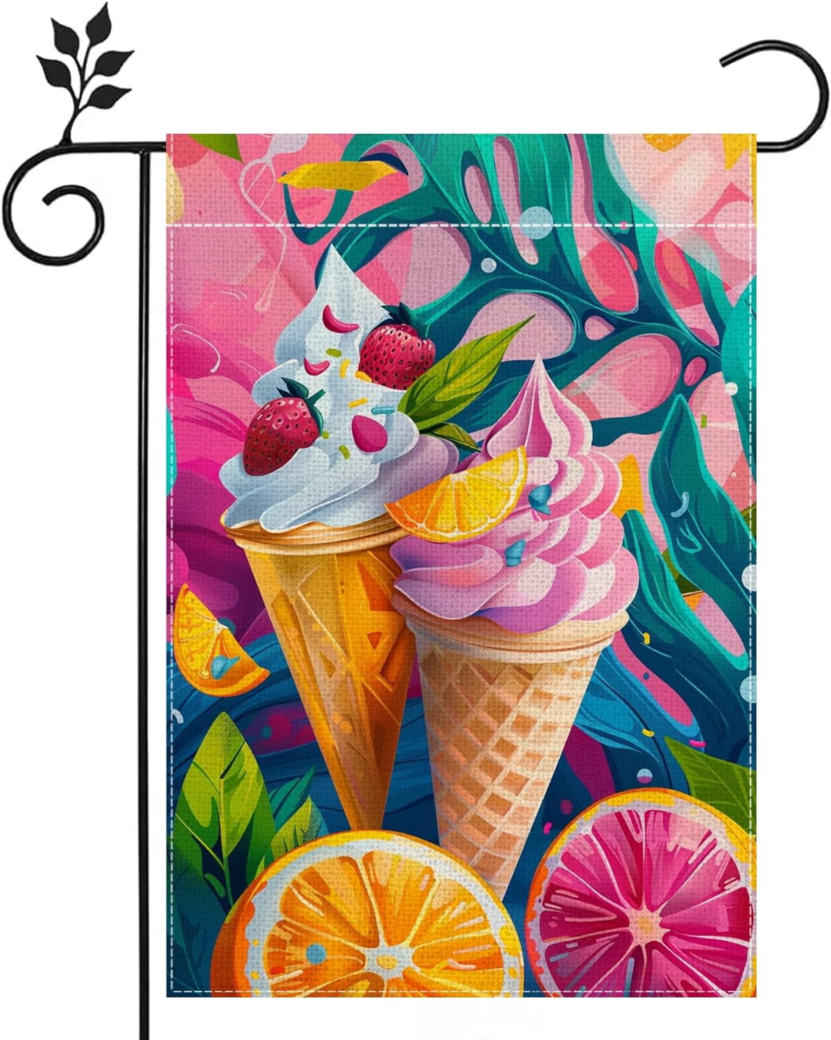 Hello Summer Garden Flags, Fruit Ice Cream Garden Flag, 12x18 inch ...