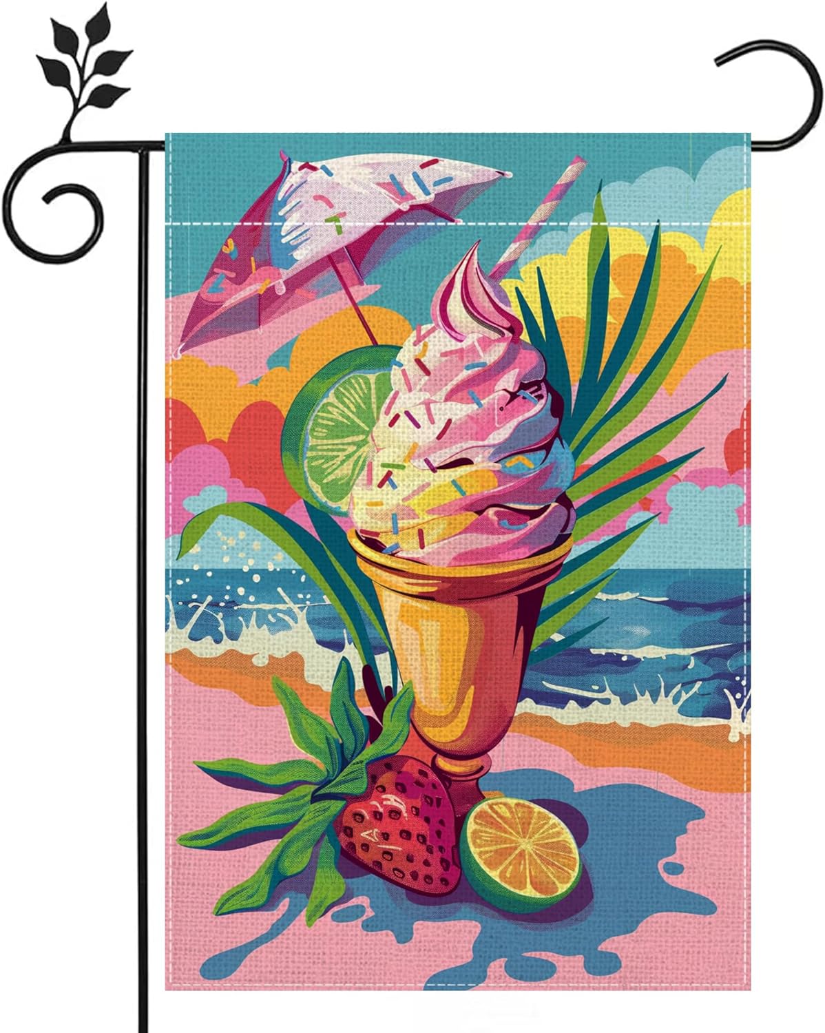 Hello Summer Garden Flags, Fruit Ice Cream Garden Flag, 12x18 inch ...