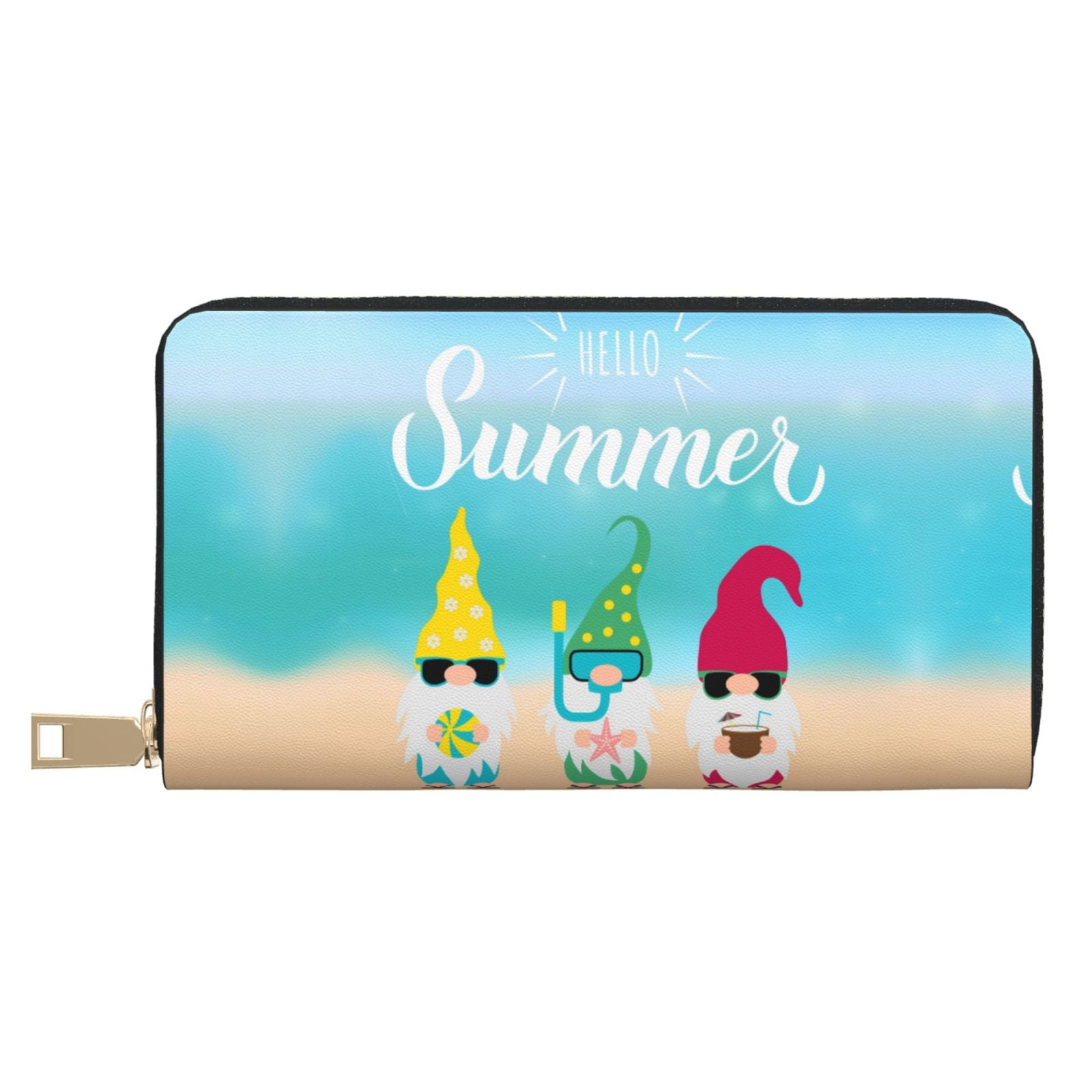 Hello Summer Gnome 1 Wallet Women, Leather Bifold Multi Card Wallet ...