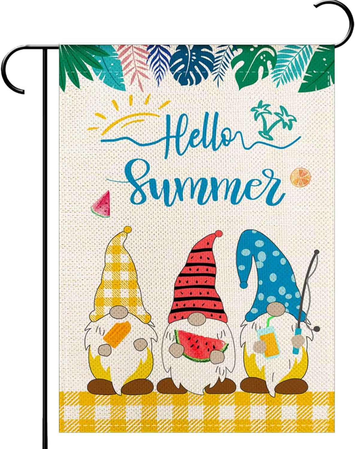 Hello Summer Gnomes Garden Flags double sided Vertical Welcome Seasonal ...