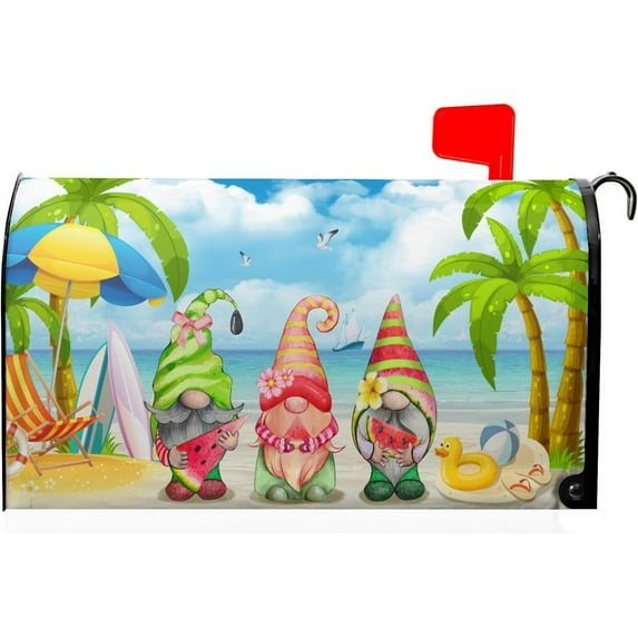 Hello Summer Gnomes Mailbox Cover Magnetic Large Size 25.5 x 21 Inch ...