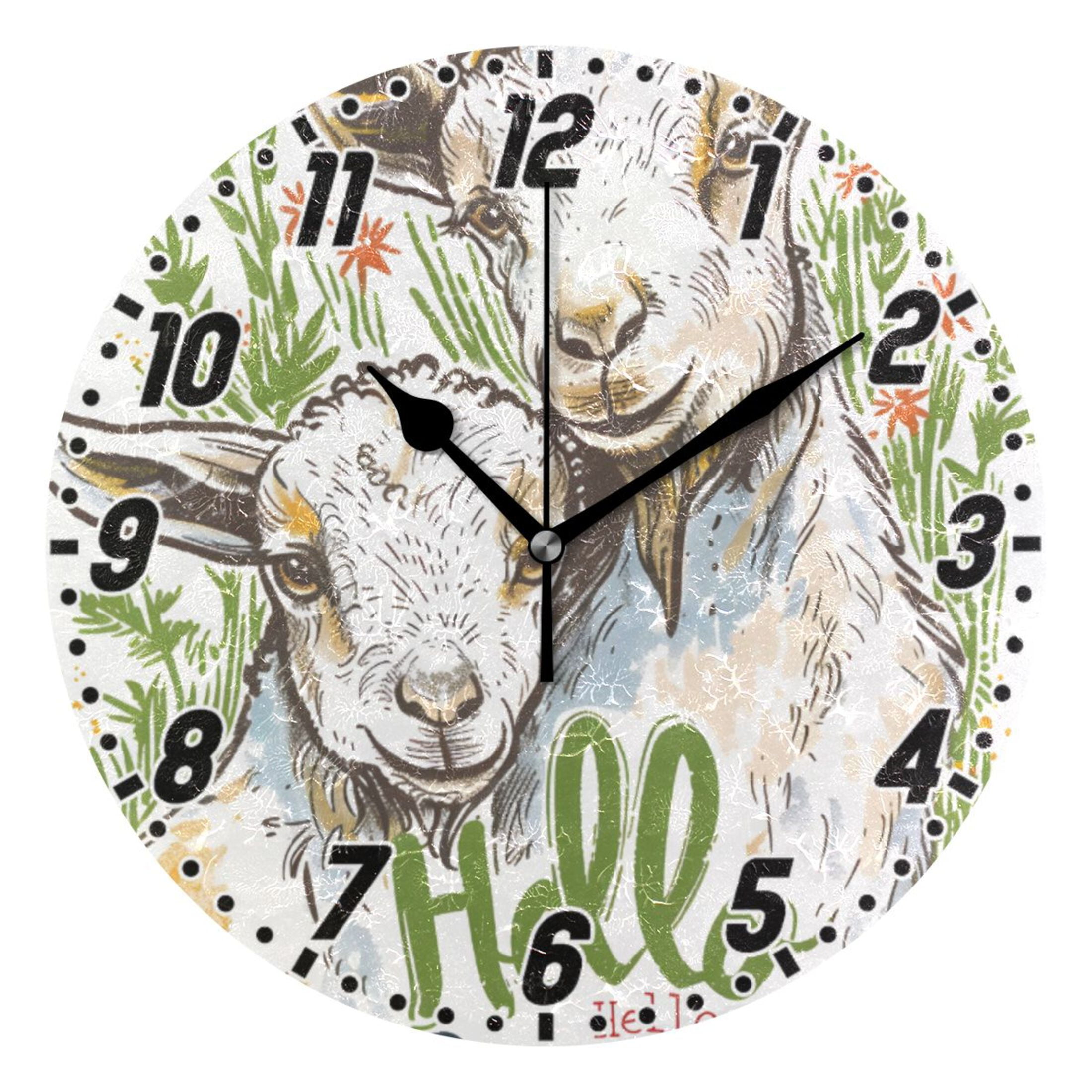 Hello Summer Goat Couple Wall Clock 9.8 inch Battery Operated Clocks ...