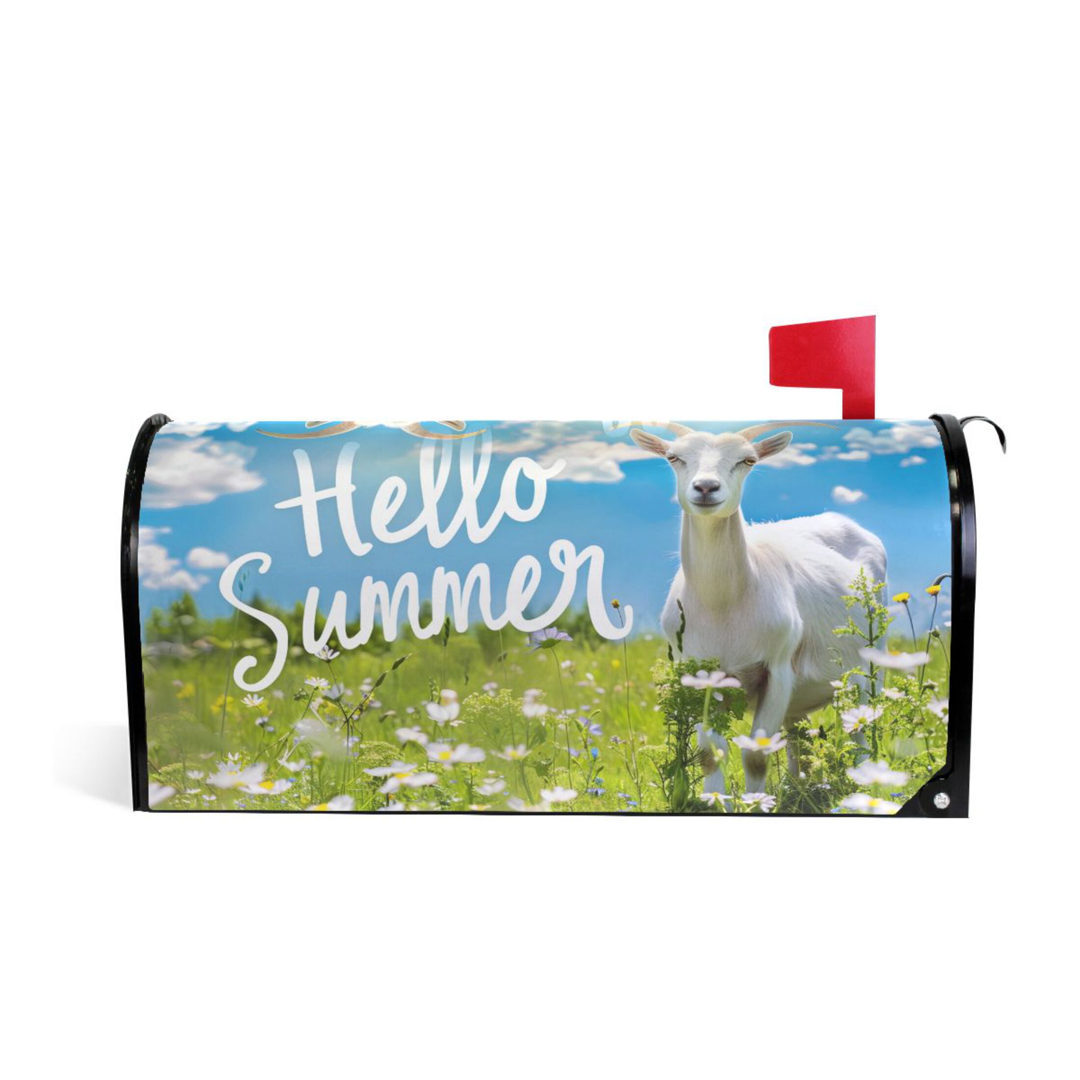 Hello Summer Goat and Sky Magnetic Mailbox Covers 21" X 18" Post Letter ...