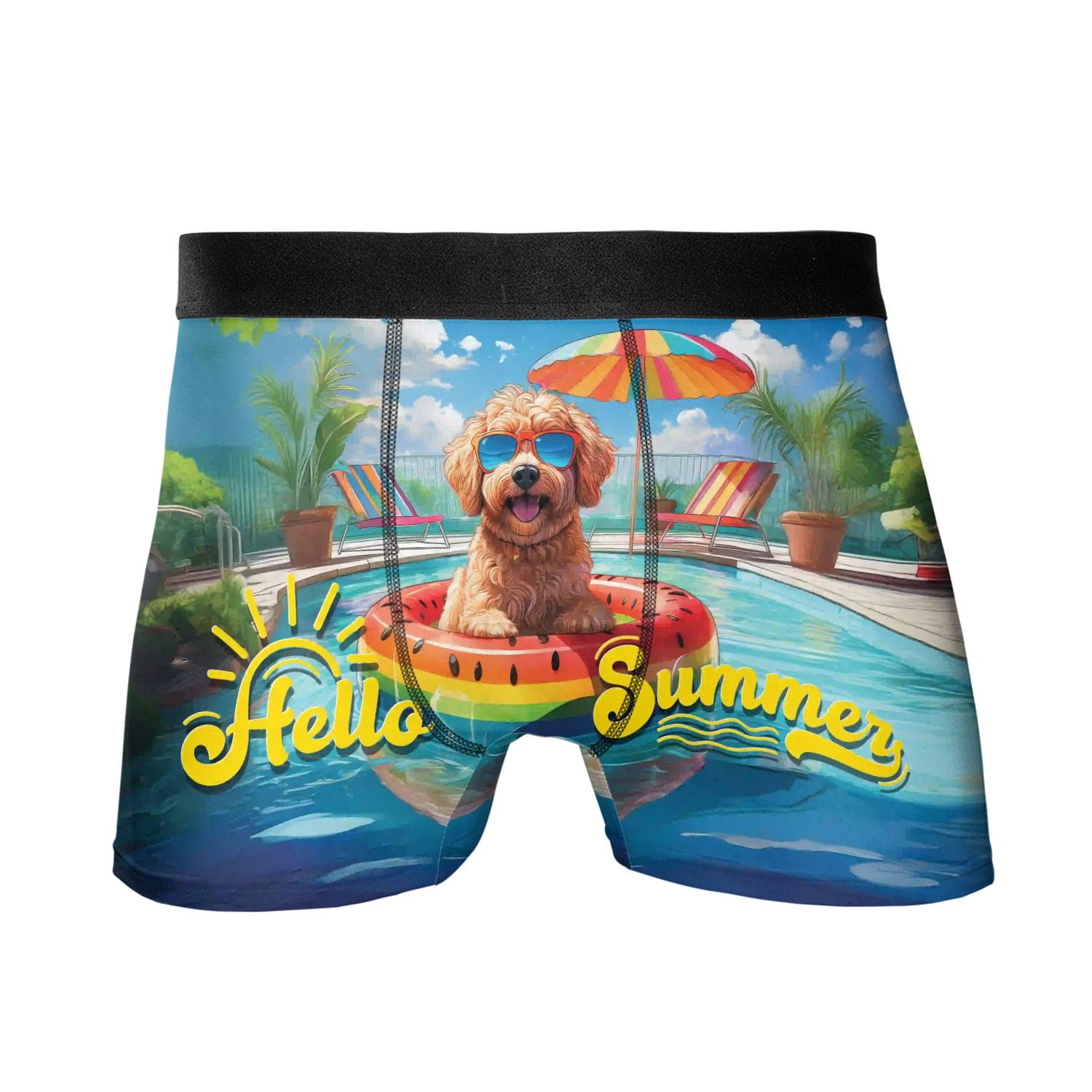 Hello Summer Goldendoodle Pool Day on Watermelon Float All Over Print ...