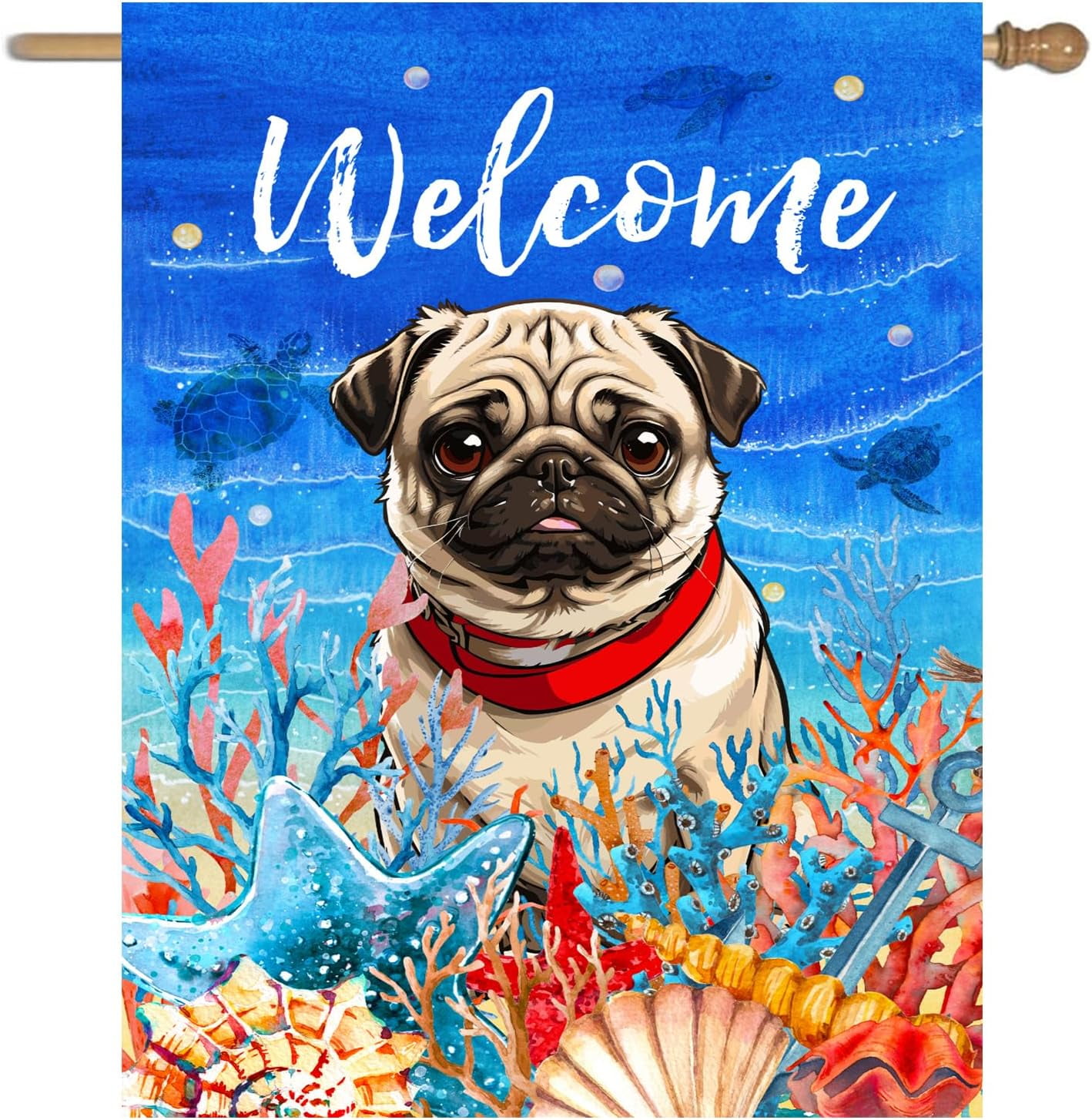 Hello Summer House Flags 28x40 Double Sided Beach Chocolate Lab Garden ...