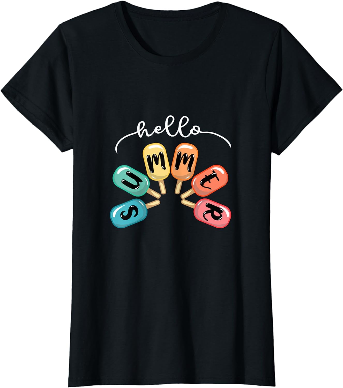 Hello Summer Ice Cream Popsicle Lovers Summer T-Shirt - Walmart.com