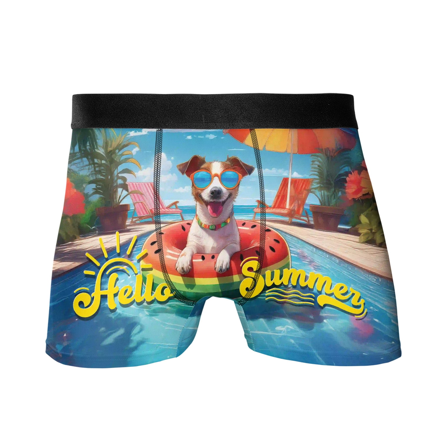 Hello Summer Jack Russell Terrier Pool Day on Watermelon Float All Over ...