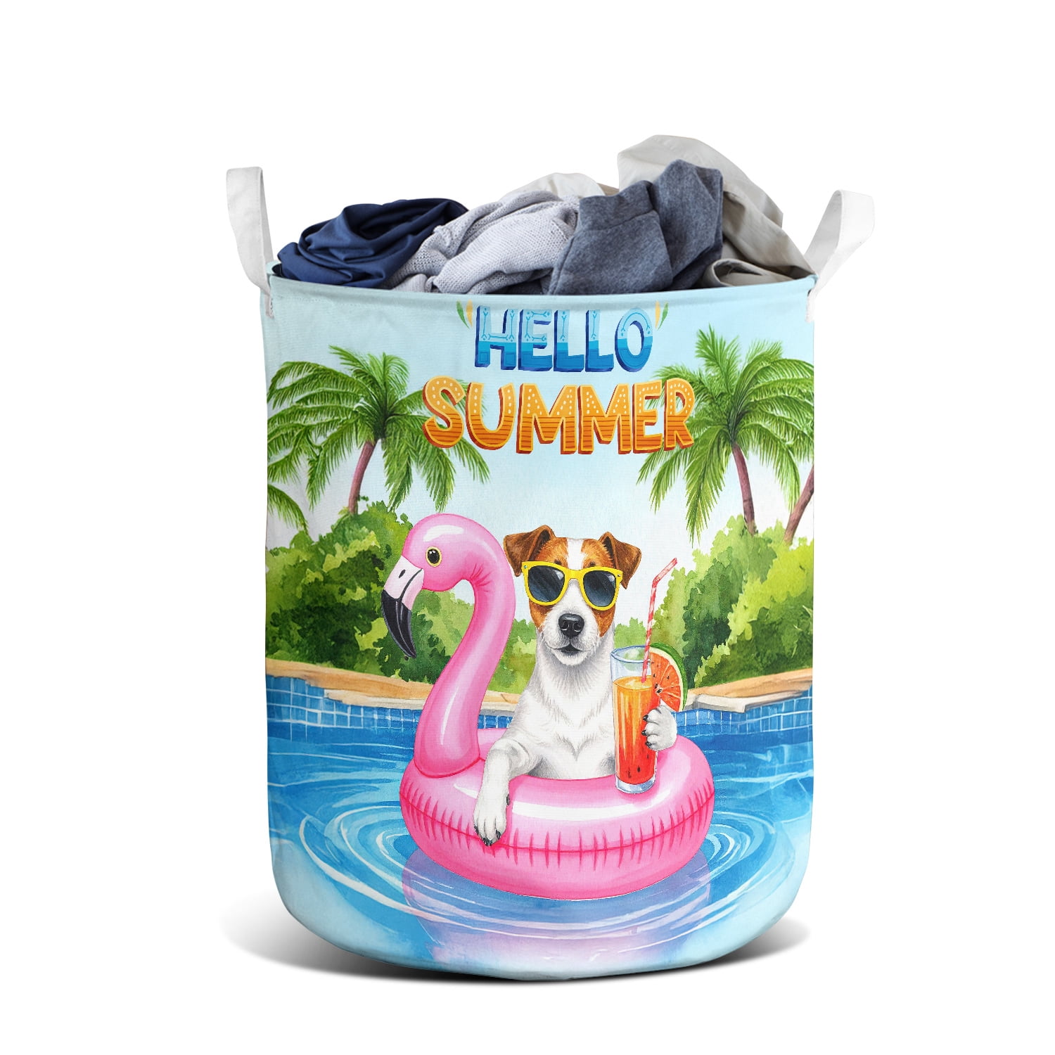 Hello Summer Jack Russell Terrier at Swimming Pool Flamingo Swim Ring ...