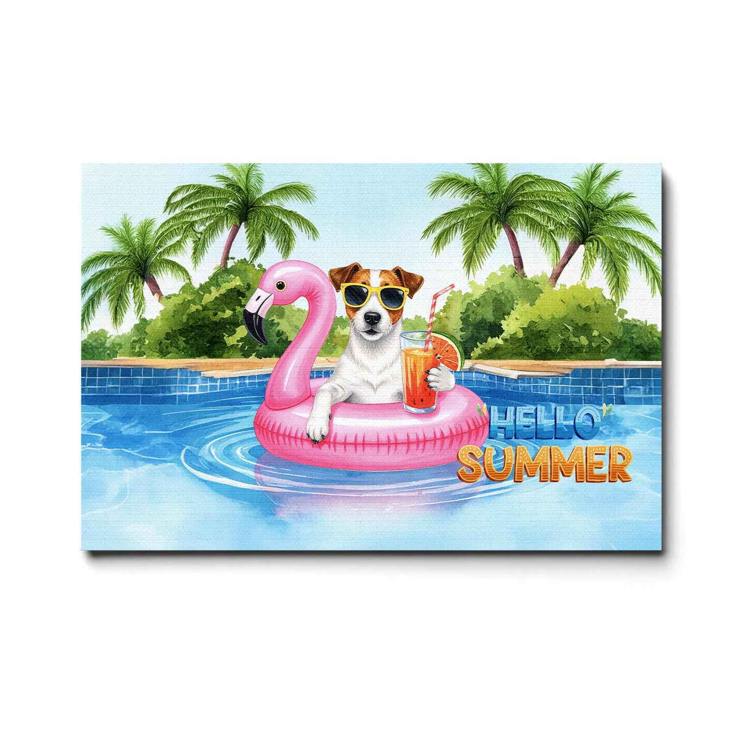 Hello Summer Jack Russell Terrier at Swimming Pool Flamingo Swim Ring ...