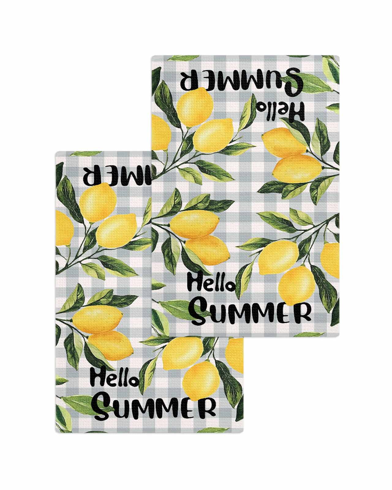 Hello Summer Kitchen Dish Towels for Drying Dishes Set of 2, Lemon ...