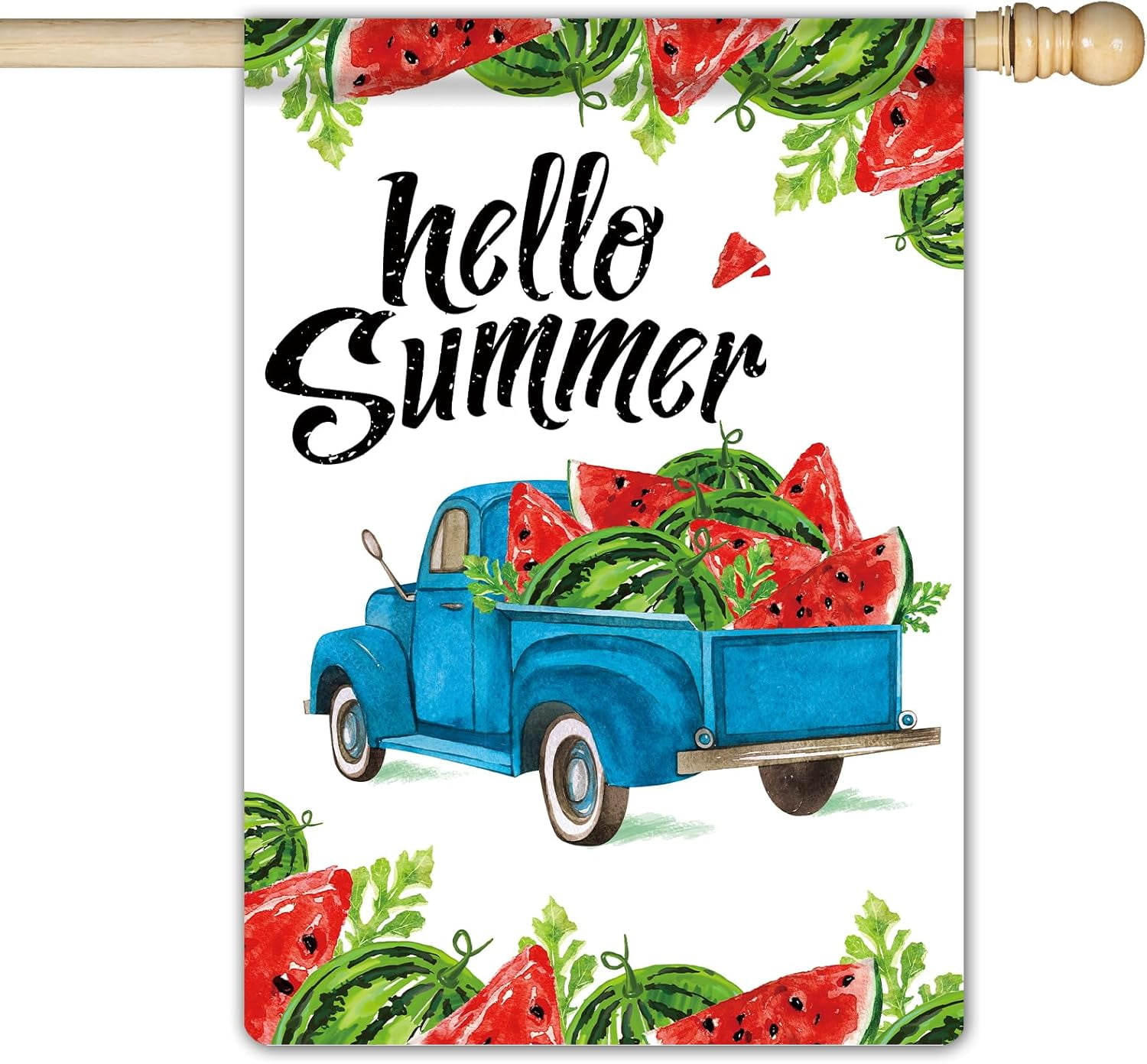 Hello Summer Large Garden Flag 28 x 40 Inch Double Sided Watermelon ...