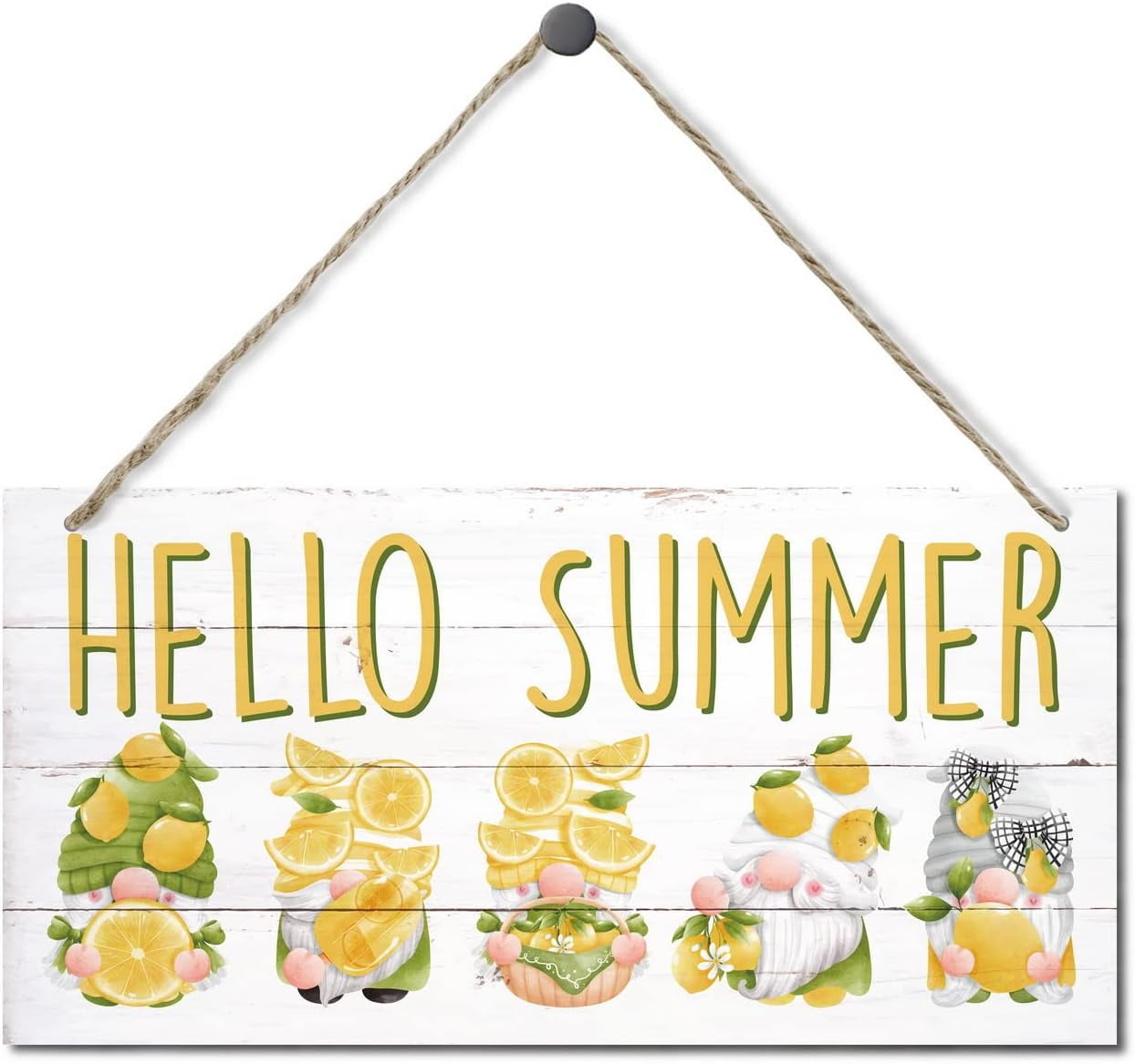 Hello Summer Lemon Sign Decor, Hanging Wood Sign Home Decorative ...