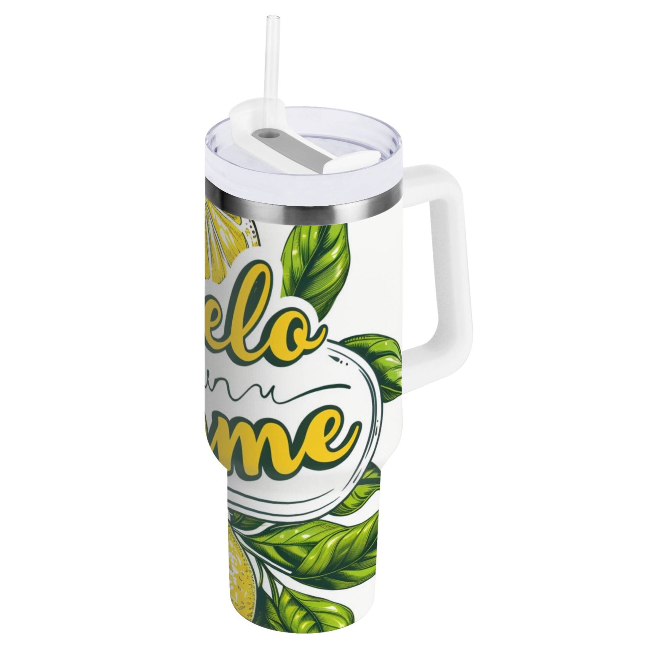 Hello Summer Lemons 40 oz Tumbler with Handle and Straw Lid Vacuum ...