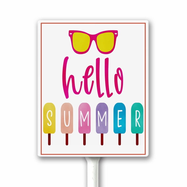 Hello Summer Metal Sign for Yard Ice Cream Decor for Lawn Garden ...
