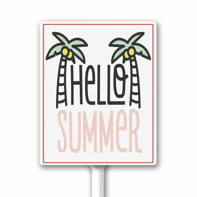 Hello Summer Metal Yard Sign With Stake Summer Outdoor Sign for Lawn ...