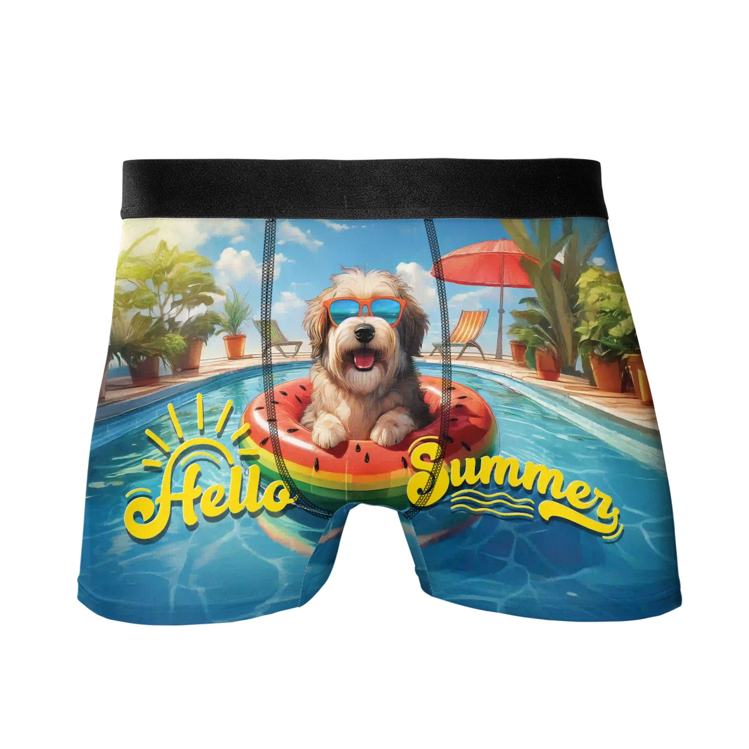 Hello Summer Old English Sheepdog Pool Day on Watermelon Float All Over ...