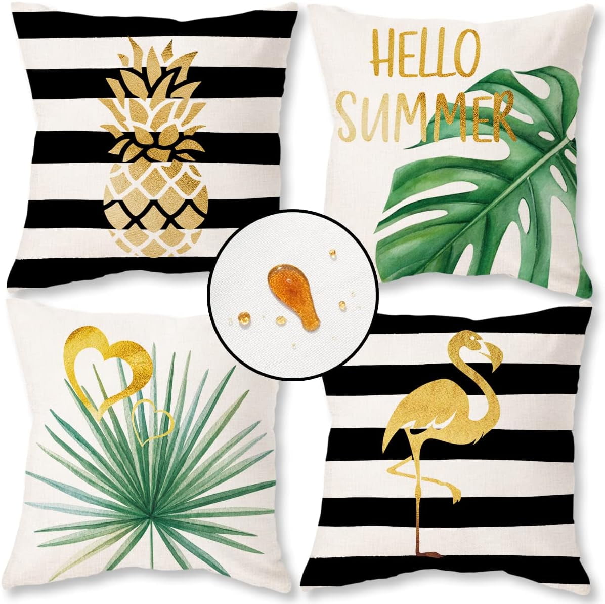 Hello Summer Pillow Covers Waterproof 18x18 Set of 4 for Summer ...