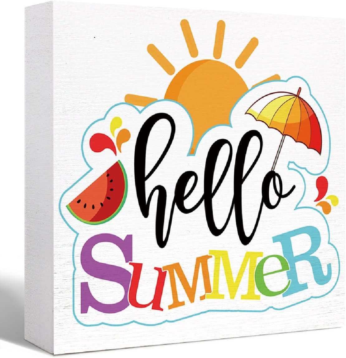 Hello Summer Pool Wood Box Sign Pool Theme Wooden Block Sign Desk Decor ...