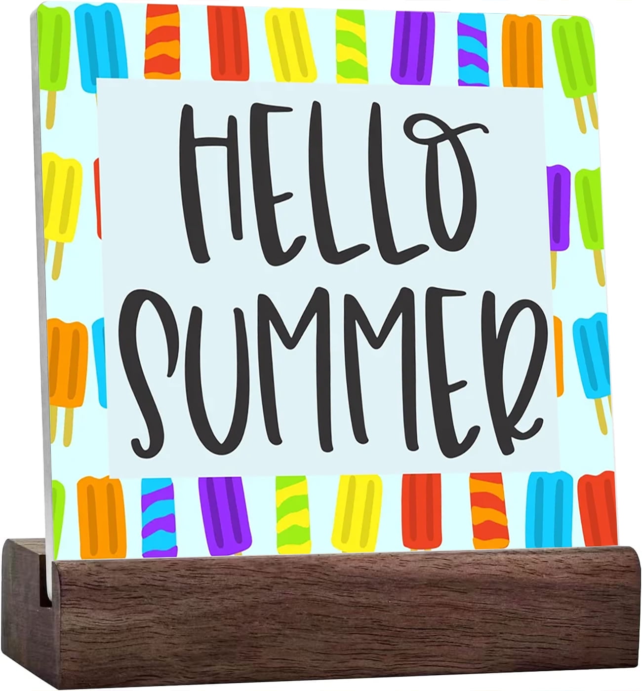 Hello Summer Popsicle Ceramic Table Plaque Desk Decorations Office ...