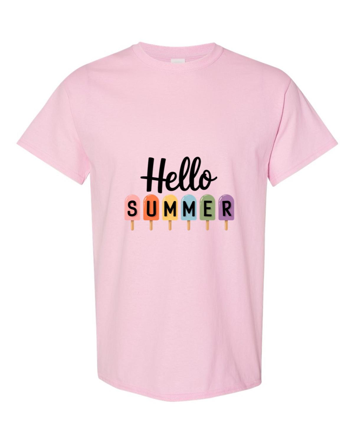Hello Summer Popsicle Colorful Family Vacation Graphic T-Shirt, for men ...