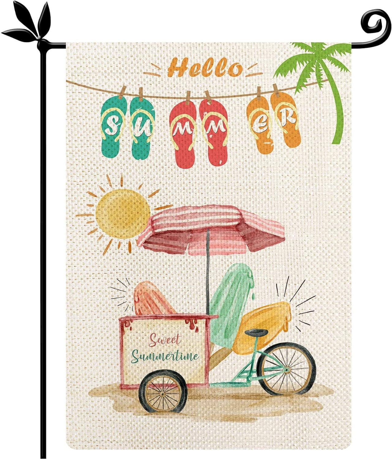 Hello Summer Popsicles Garden Flag for Outside, Double Sided Hello ...