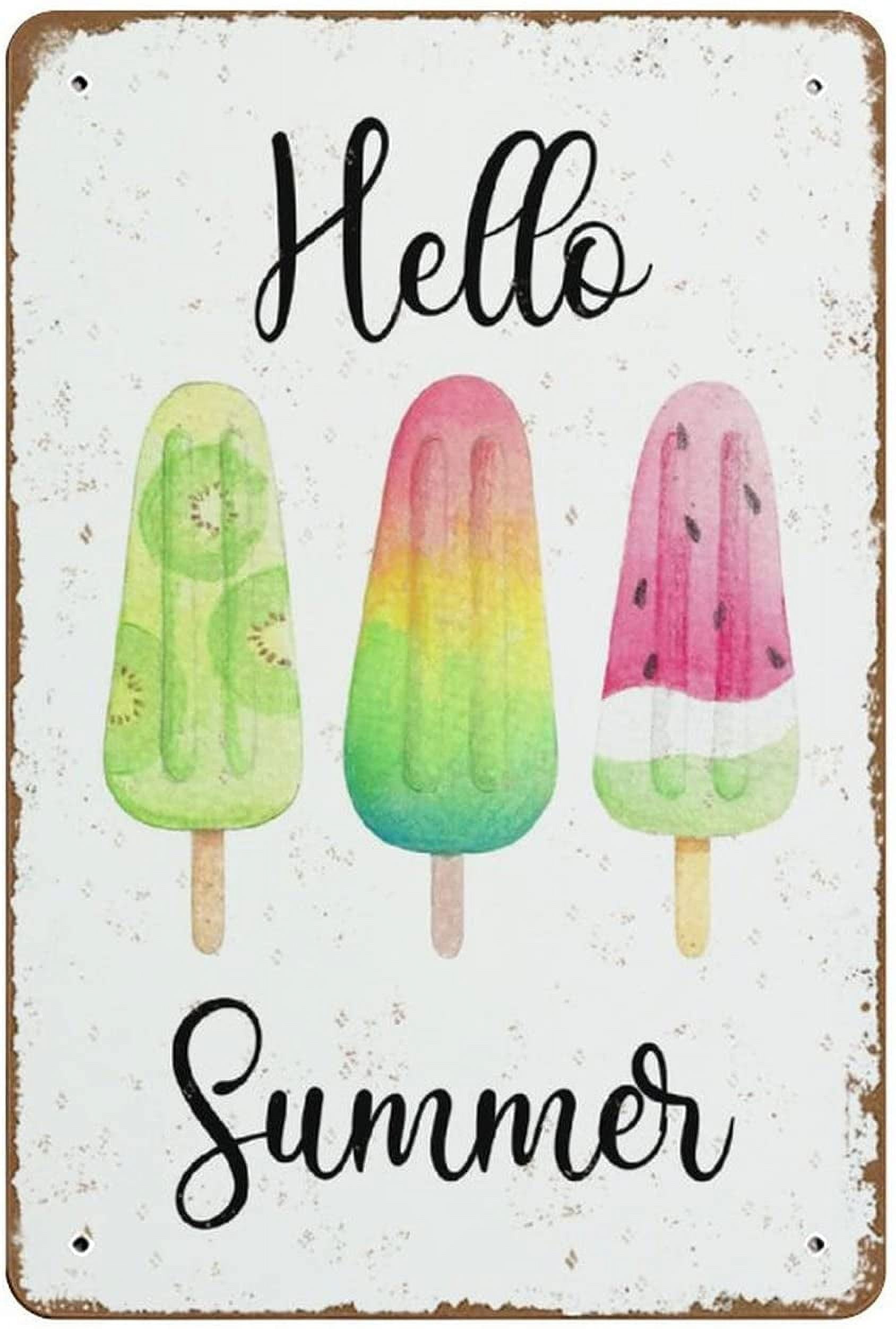 Hello Summer Print Popsicle Watercolor Art Summer Home Decor Ice Cream ...