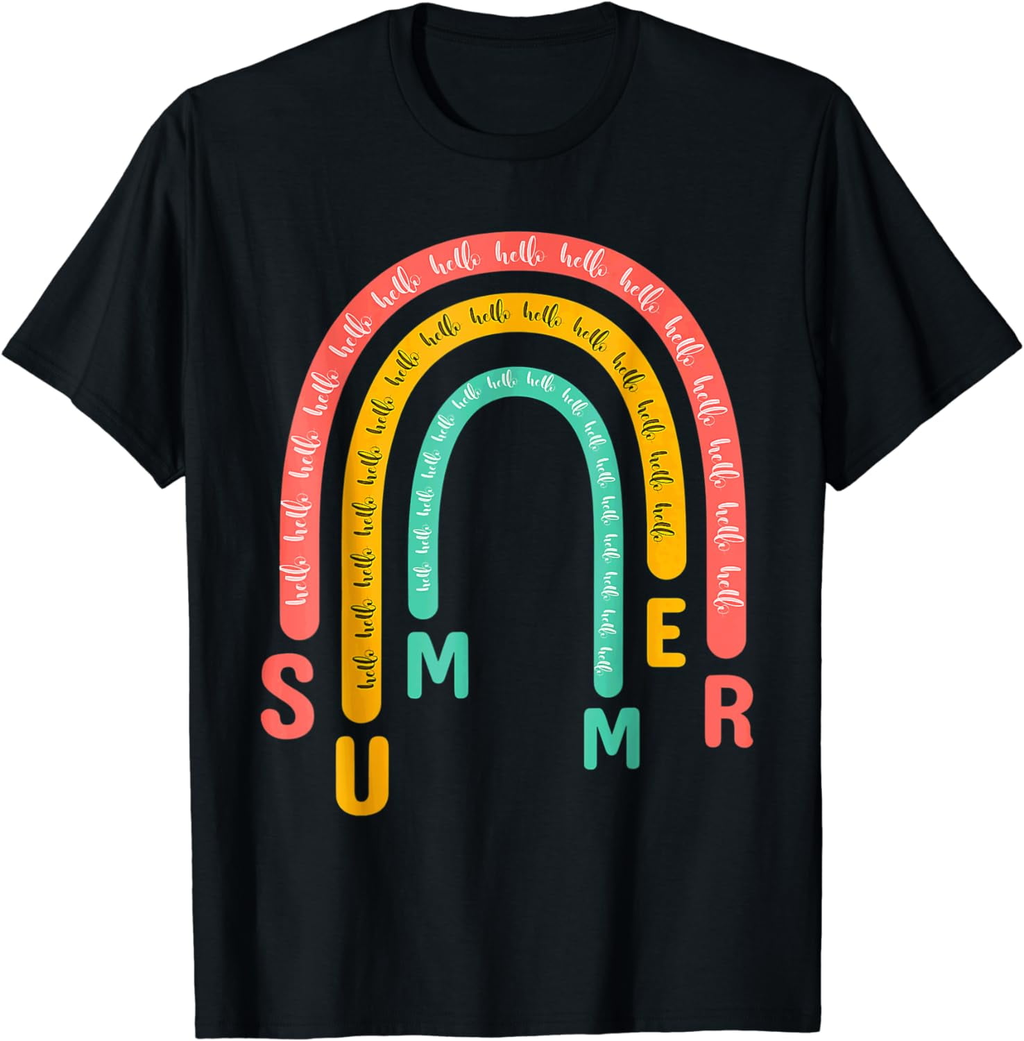 Hello Summer Rainbow Welcome Summer Hello Vacation T-Shirt - Walmart.com