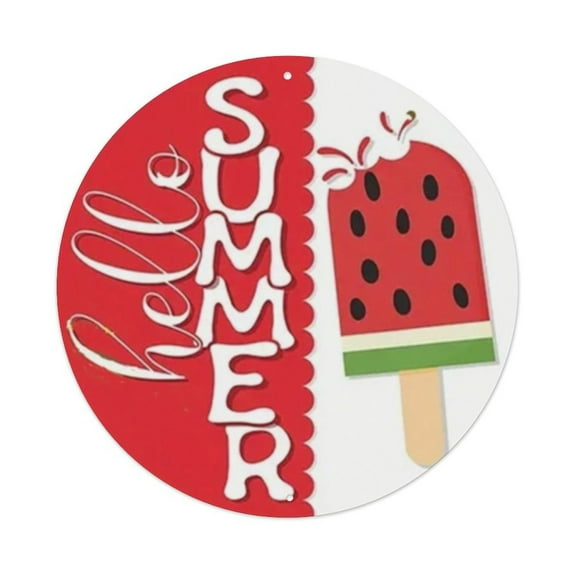 Hello Summer- Round Tin Sign Vintage Metal Poster Living Room Bar Man ...