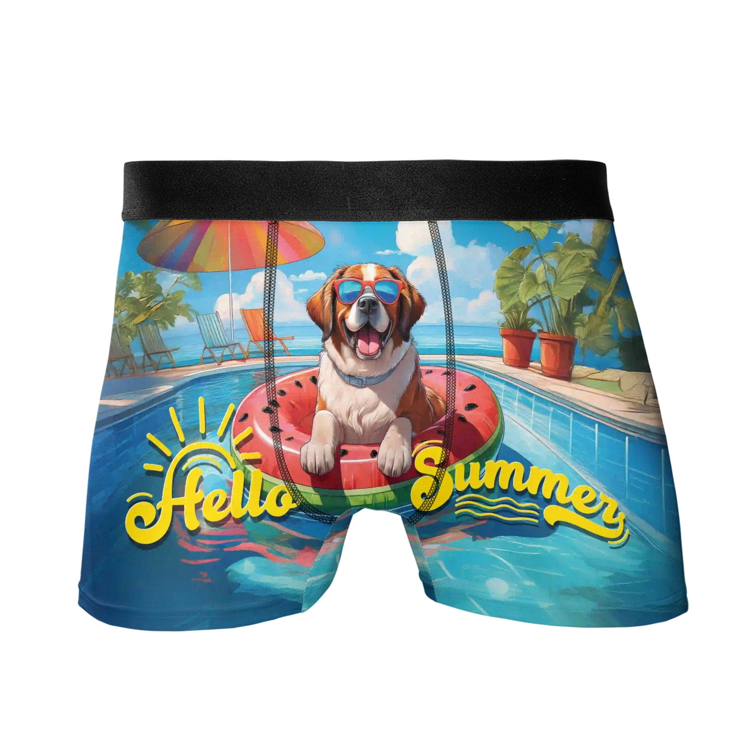 Hello Summer Saint Bernard Pool Day on Watermelon Float All Over Print ...
