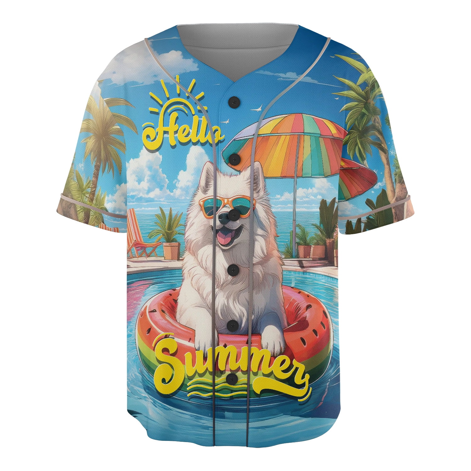 Hello Summer Samoyed Pool Day on Watermelon Float All Over Print 3D ...