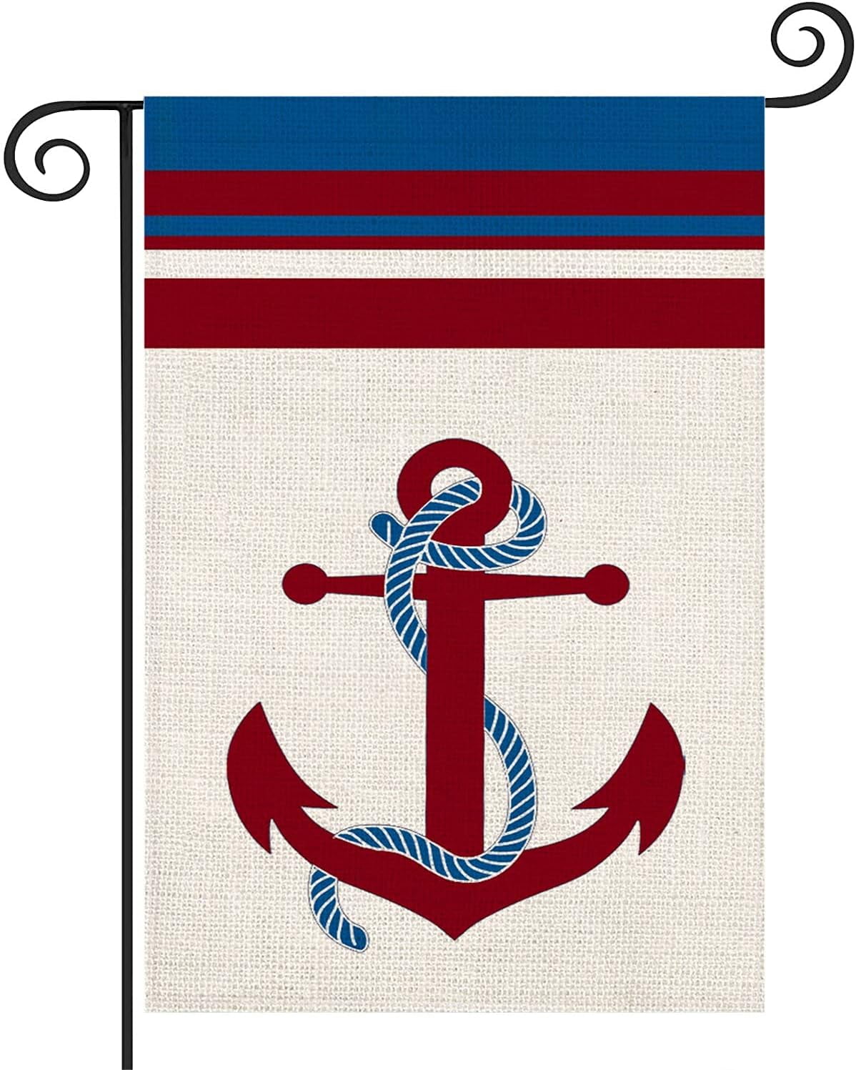 Hello Summer Sea Polyester Garden Flag Red Anchor Vertical Double Sided ...