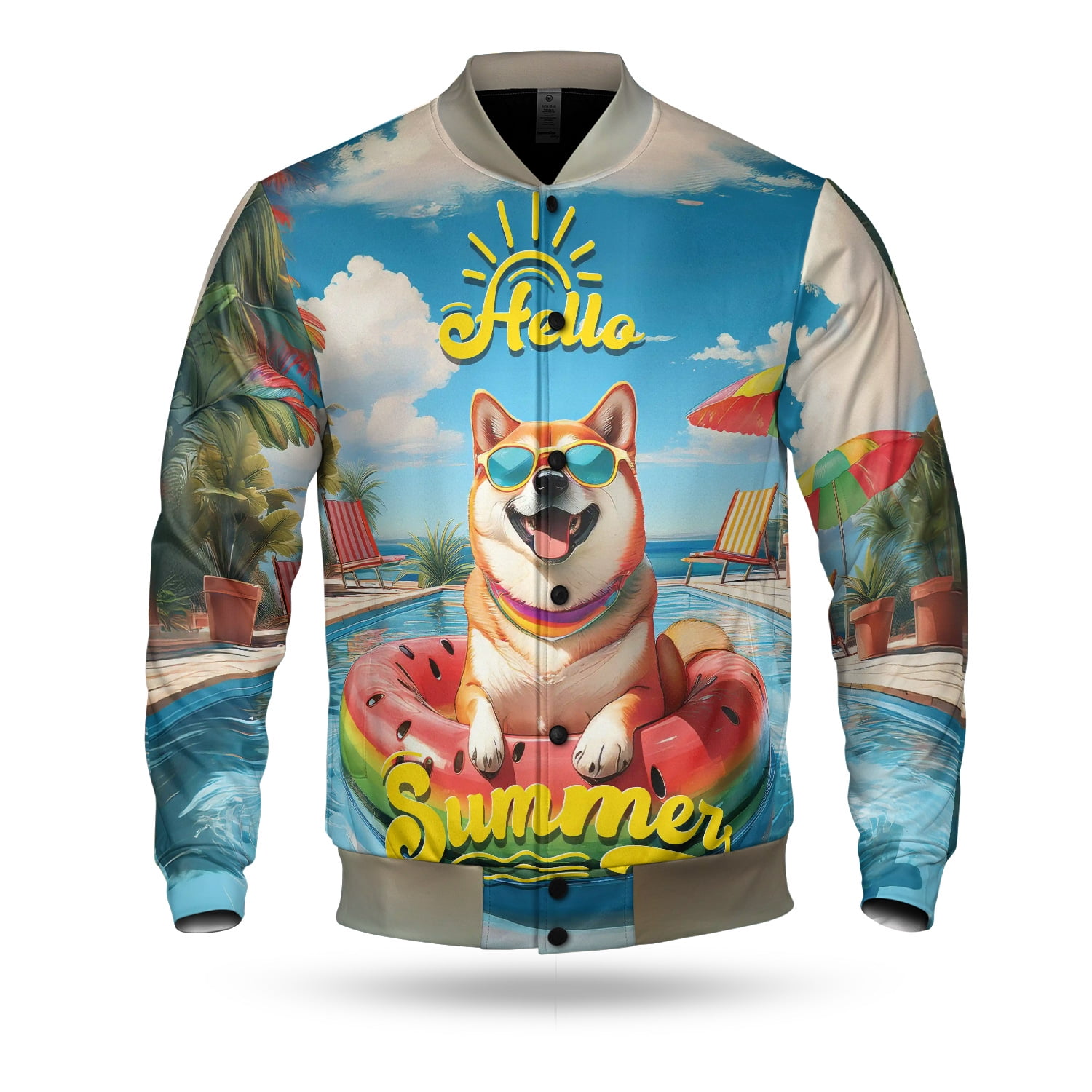 Hello Summer Shiba Inu Pool Day on Watermelon Float All Over Print 3D ...