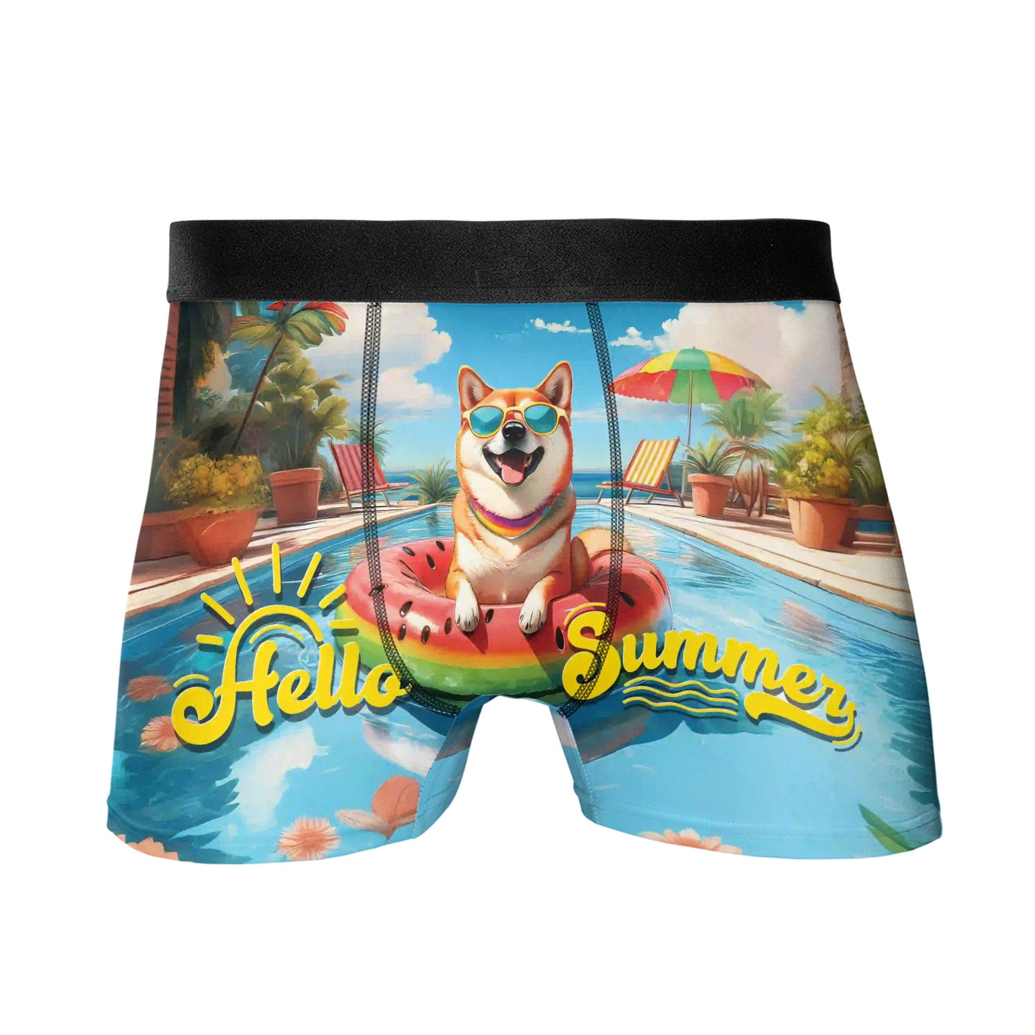 Hello Summer Shiba Inu Pool Day on Watermelon Float All Over Print ...