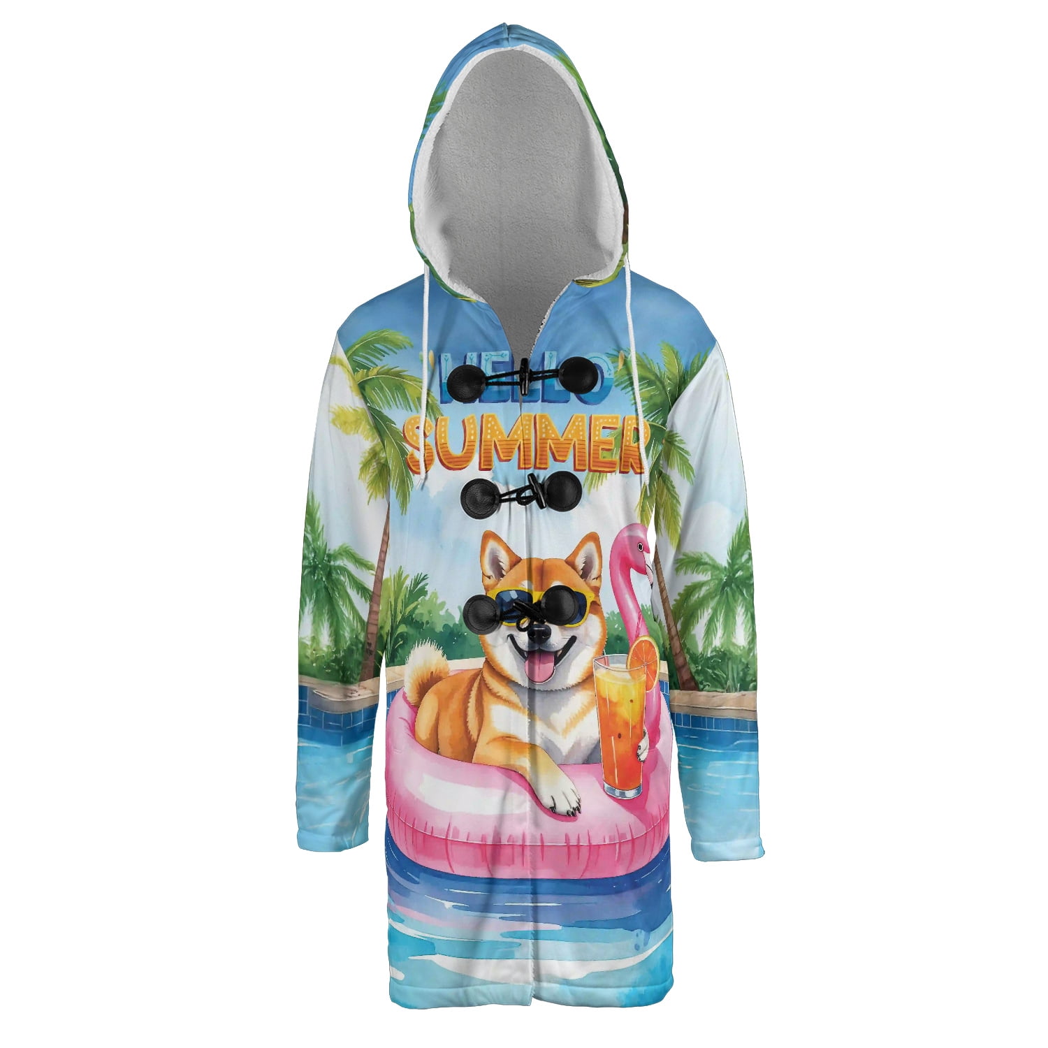 Hello Summer Shiba Inu at Swimming Pool Flamingo Swim Ring All Over ...