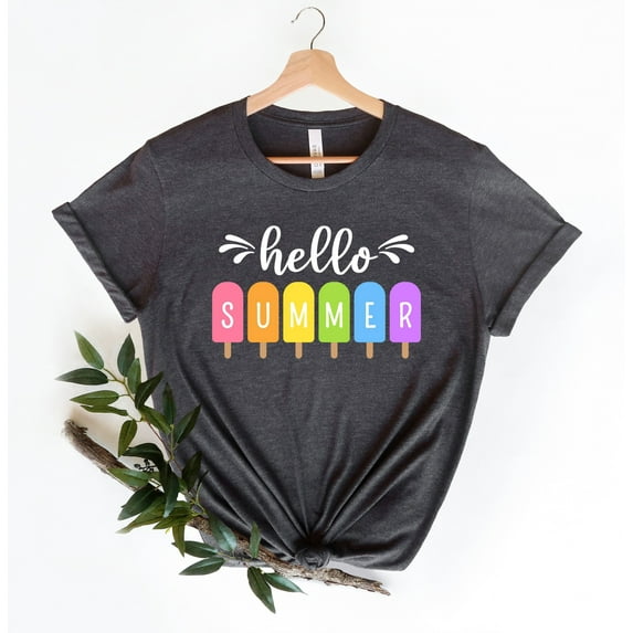 Hello Summer Shirt Popsicle Written Summer Welcome Outfit Colorful ...