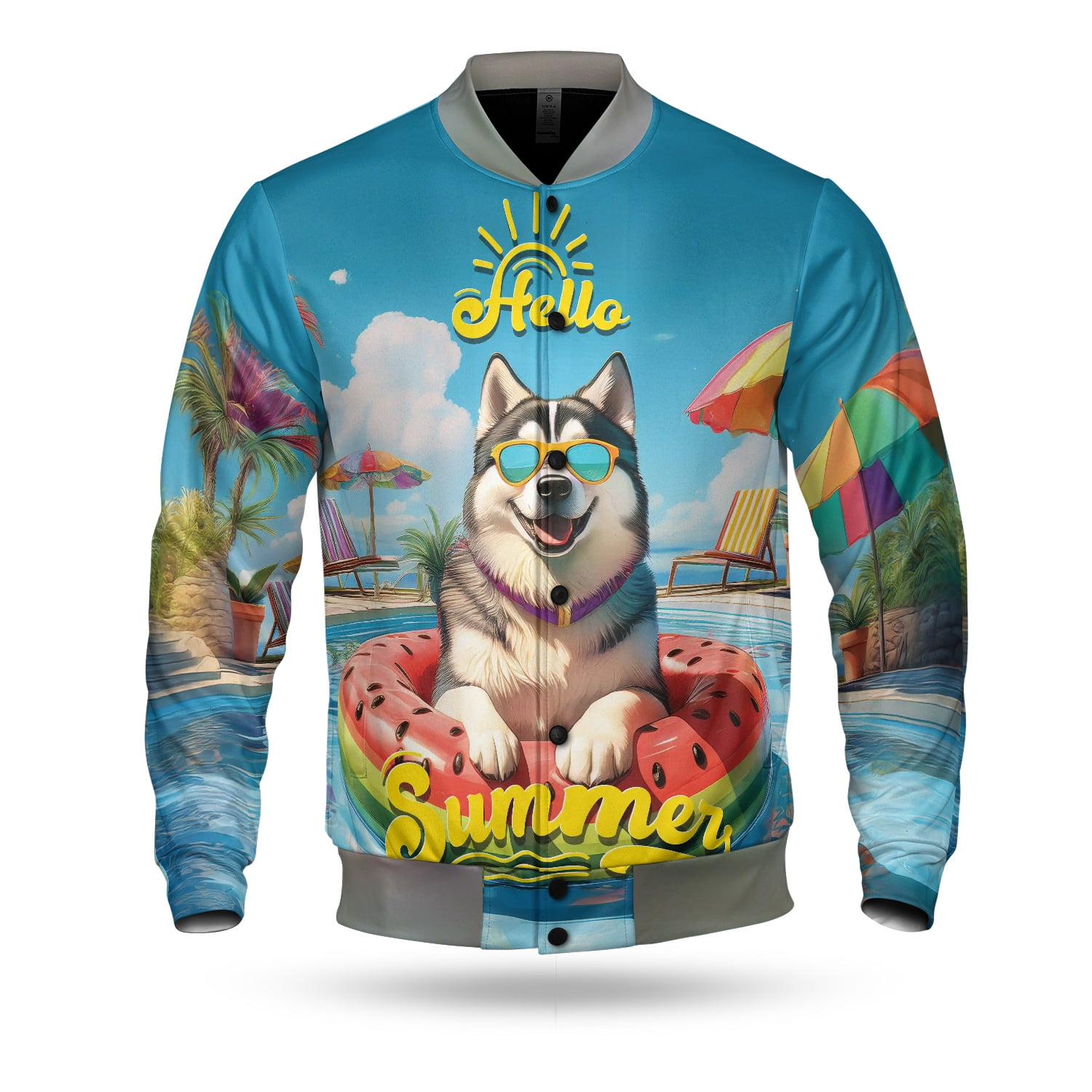 Hello Summer Siberian Husky Pool Day on Watermelon Float All Over Print ...