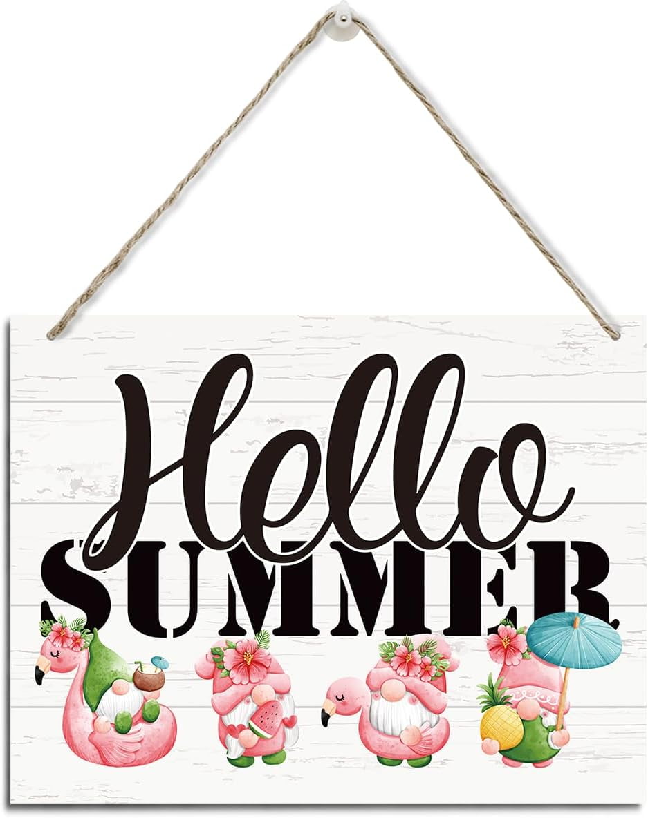 Hello Summer Sign, Summer Decor Art, Rustic Hanging Wood Plaque Sign ...