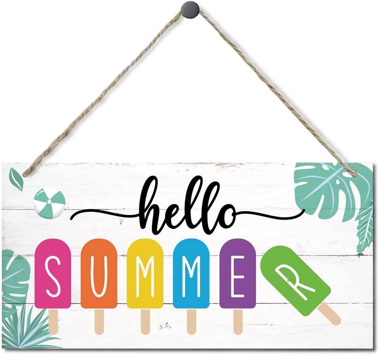 Hello Summer Sign Decor Sign Decor Hanging Wood Sign Home Decorative ...