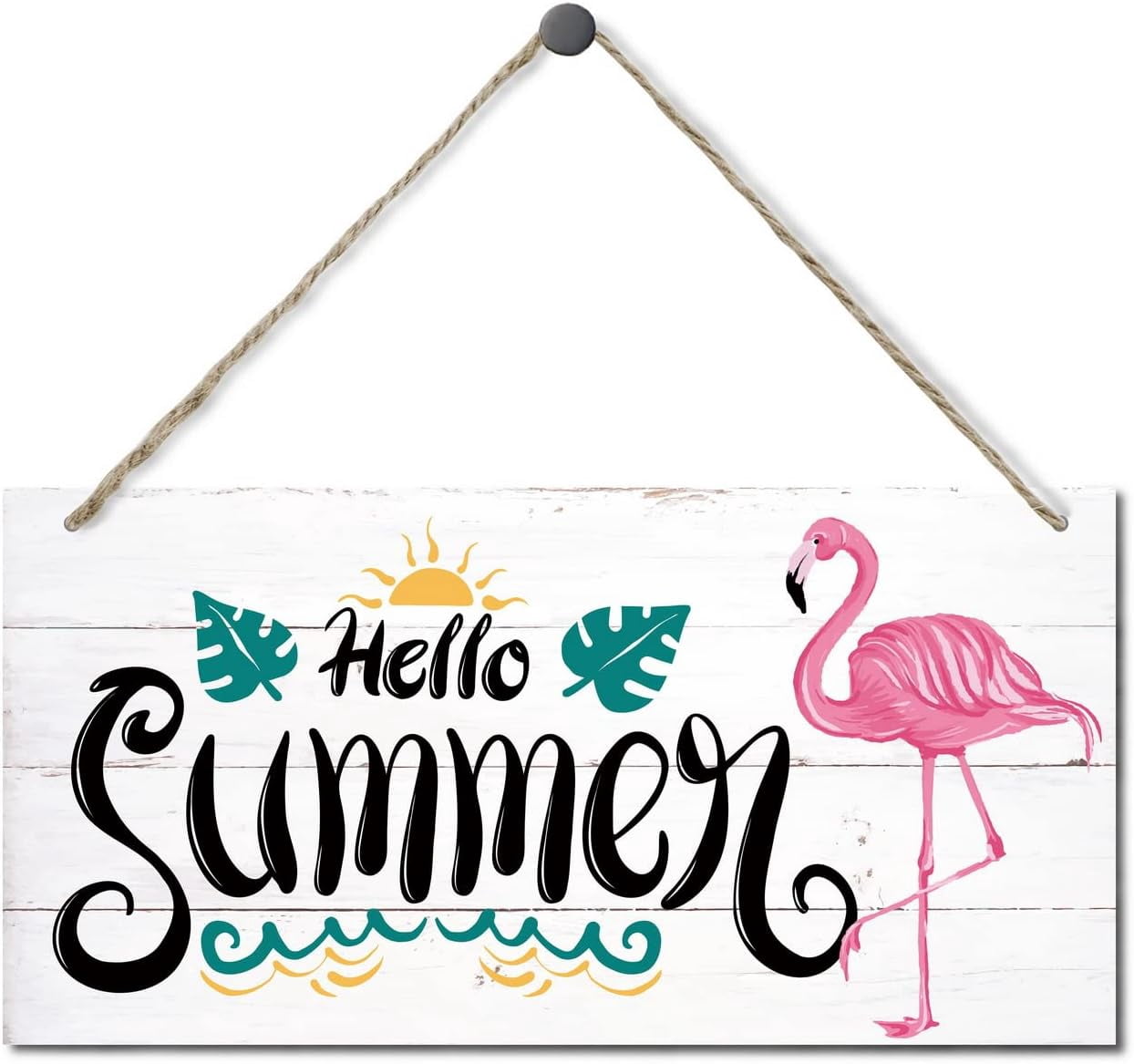 Hello Summer Sign Decor, Hanging Wood Sign Home Decorative, Printed ...