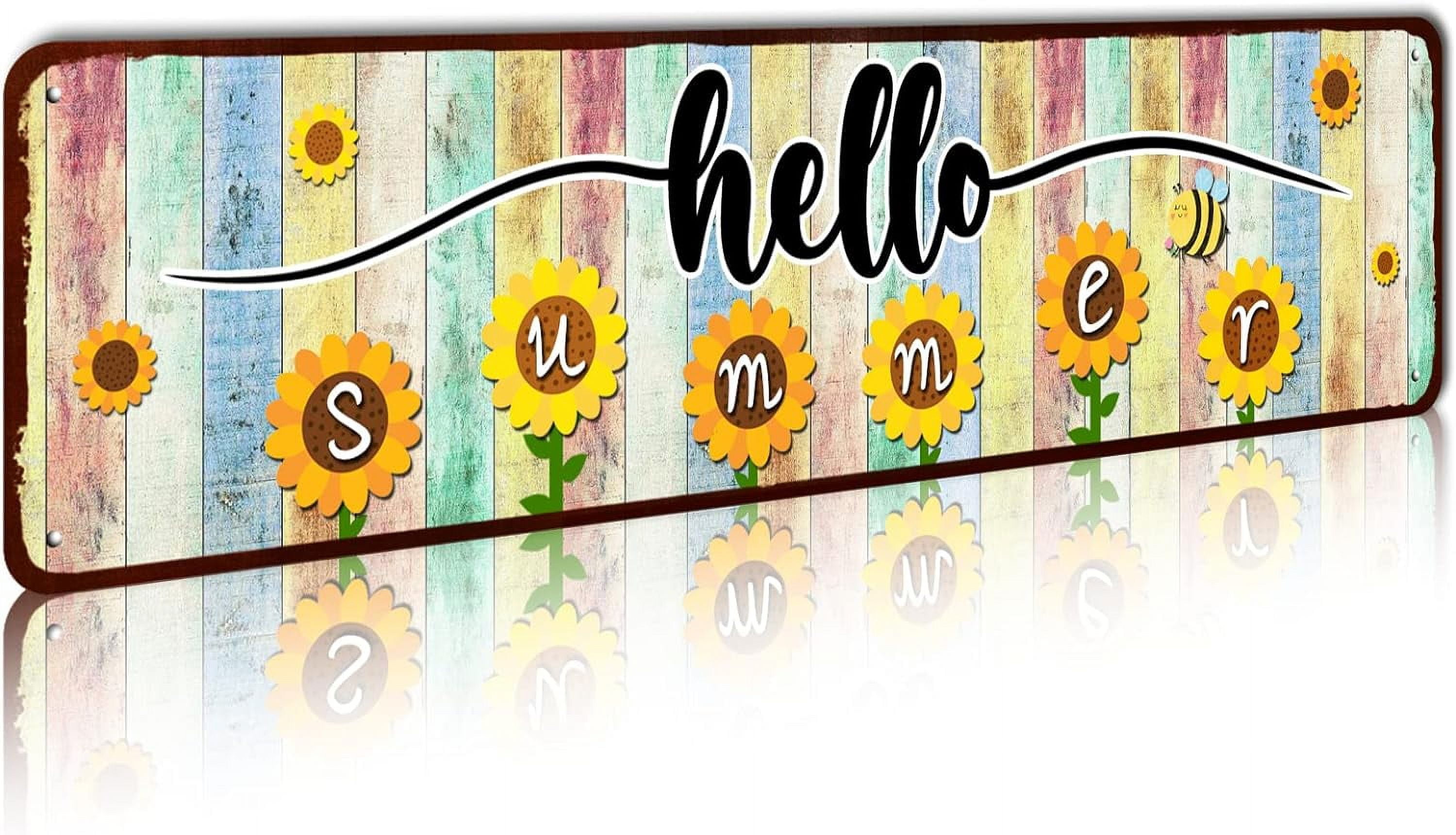 Hello Summer Sign, Farmhouse Sunflower Summer Decor Sign Porch Decor ...