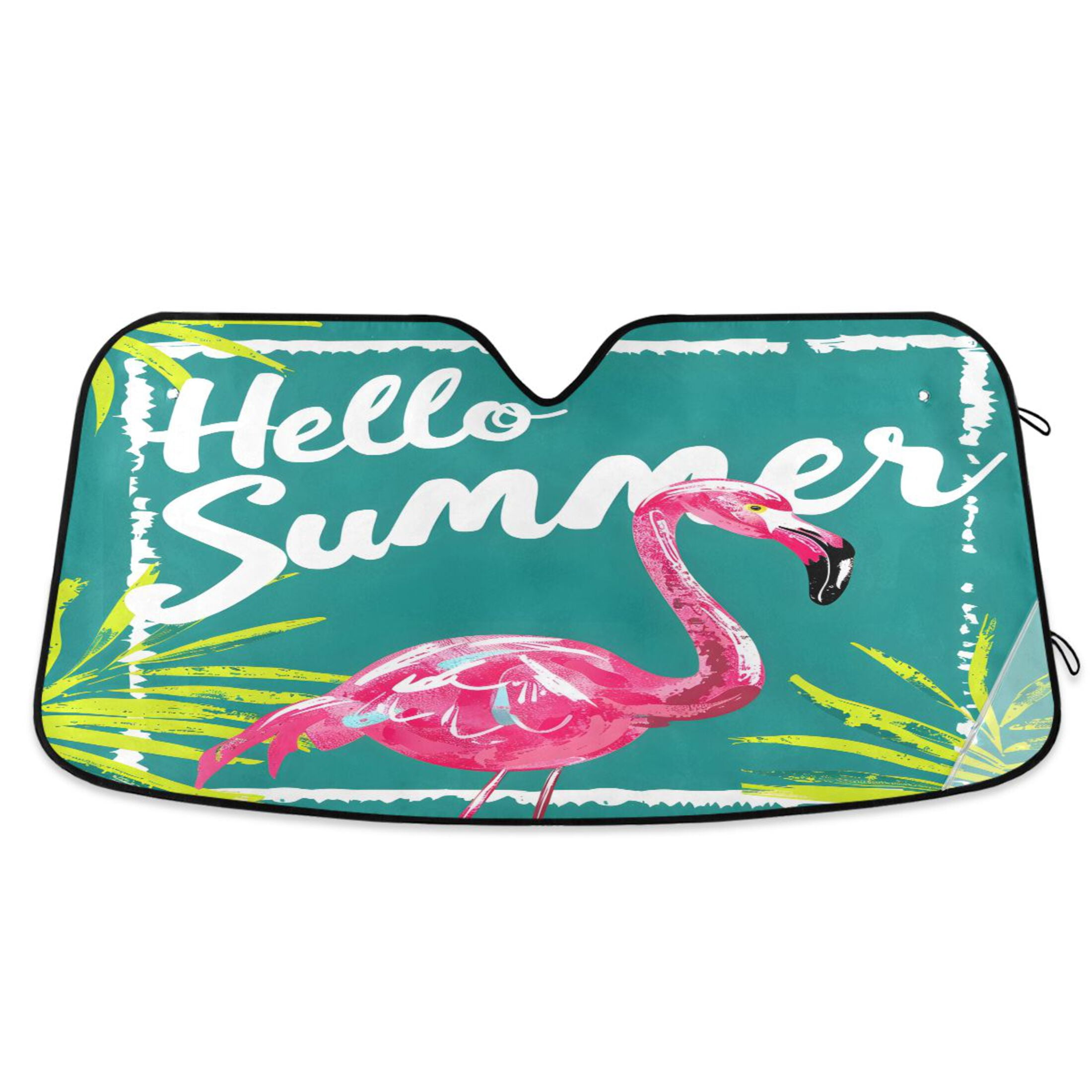 Hello Summer Sign Flamingo Windshield Sun Shade Automobile Visor ...