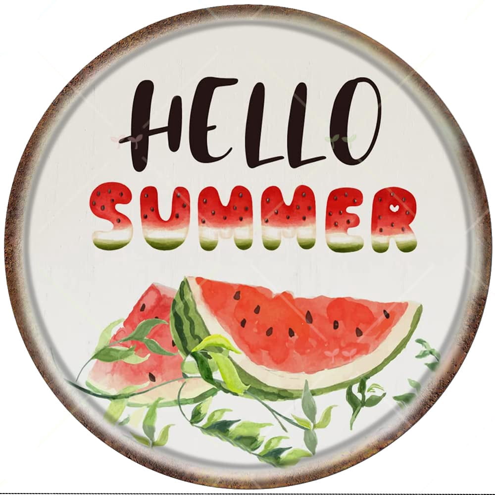 Hello Summer Sign Rustic Summer Watermelon Sign Decorative Sign Plaque ...