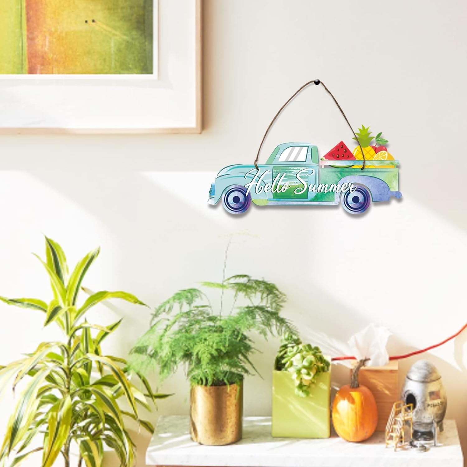 Hello Summer Sign Welcome Door Hanger Sweet Summer Door Decor Vintage ...